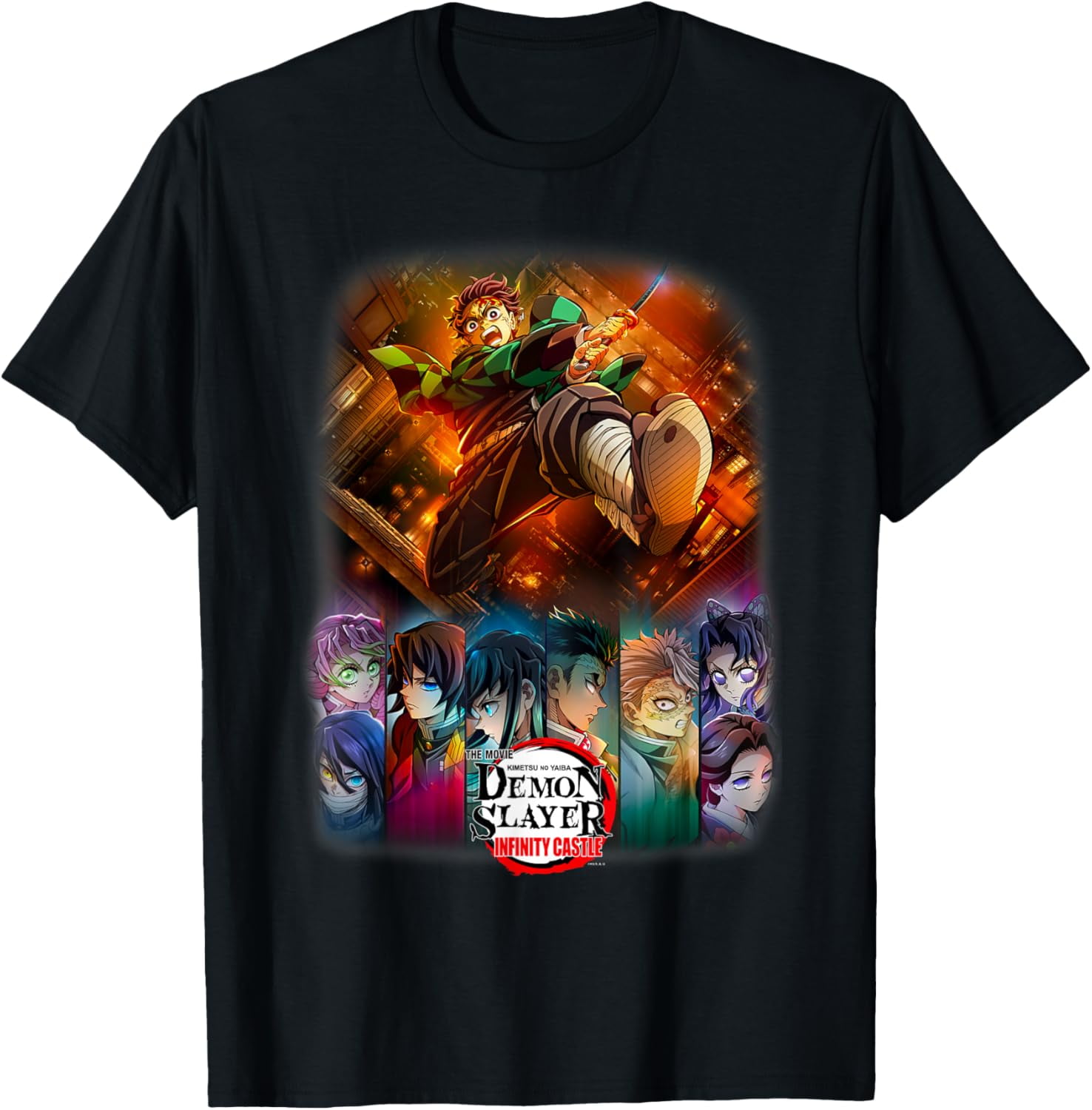 Demon Slayer: Infinity Castle Tanjiro Anime Group Poster T-Shirt ...