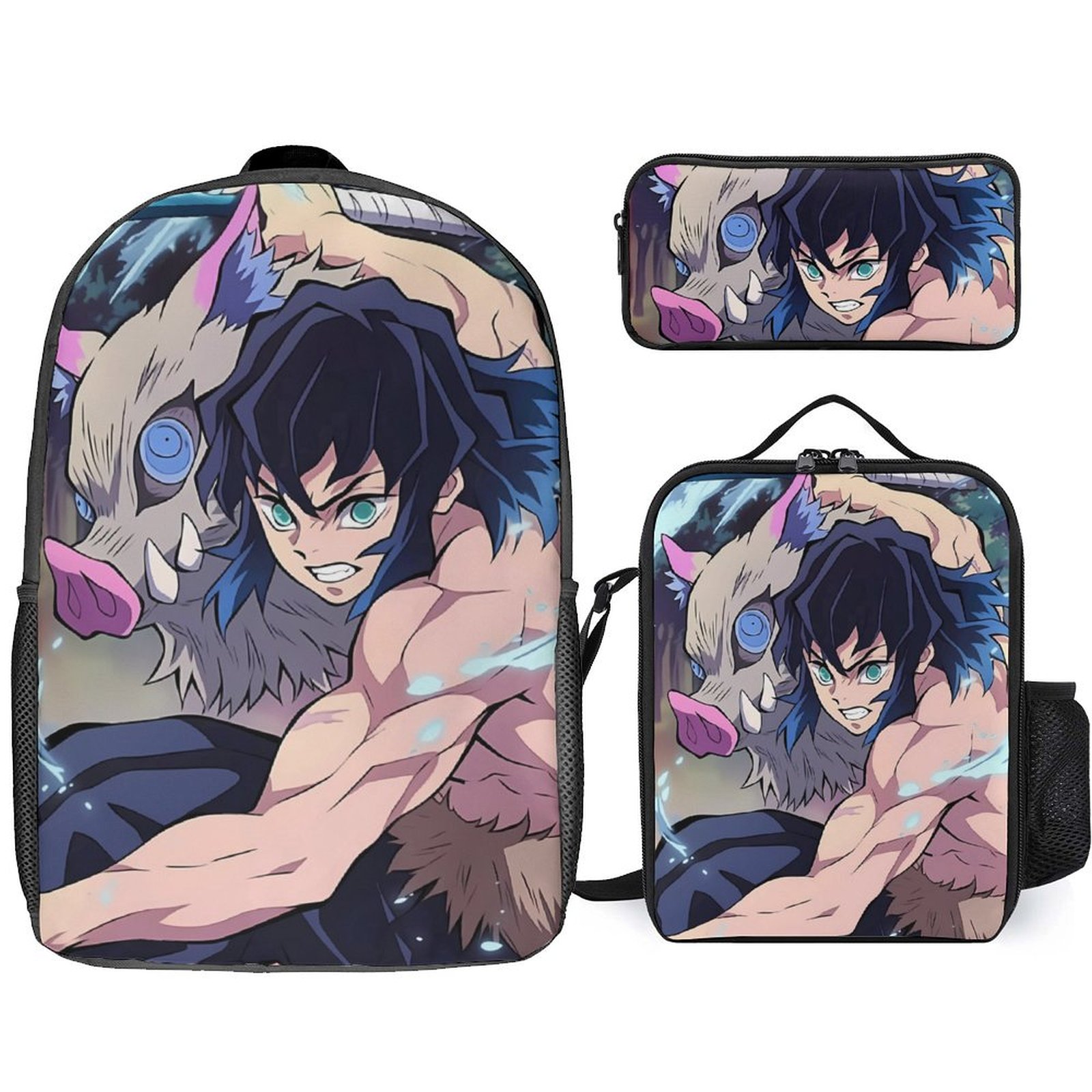Demon Slayer Inosuke Hashibira 3 Piece Backpack Set with Lunch Bag ...