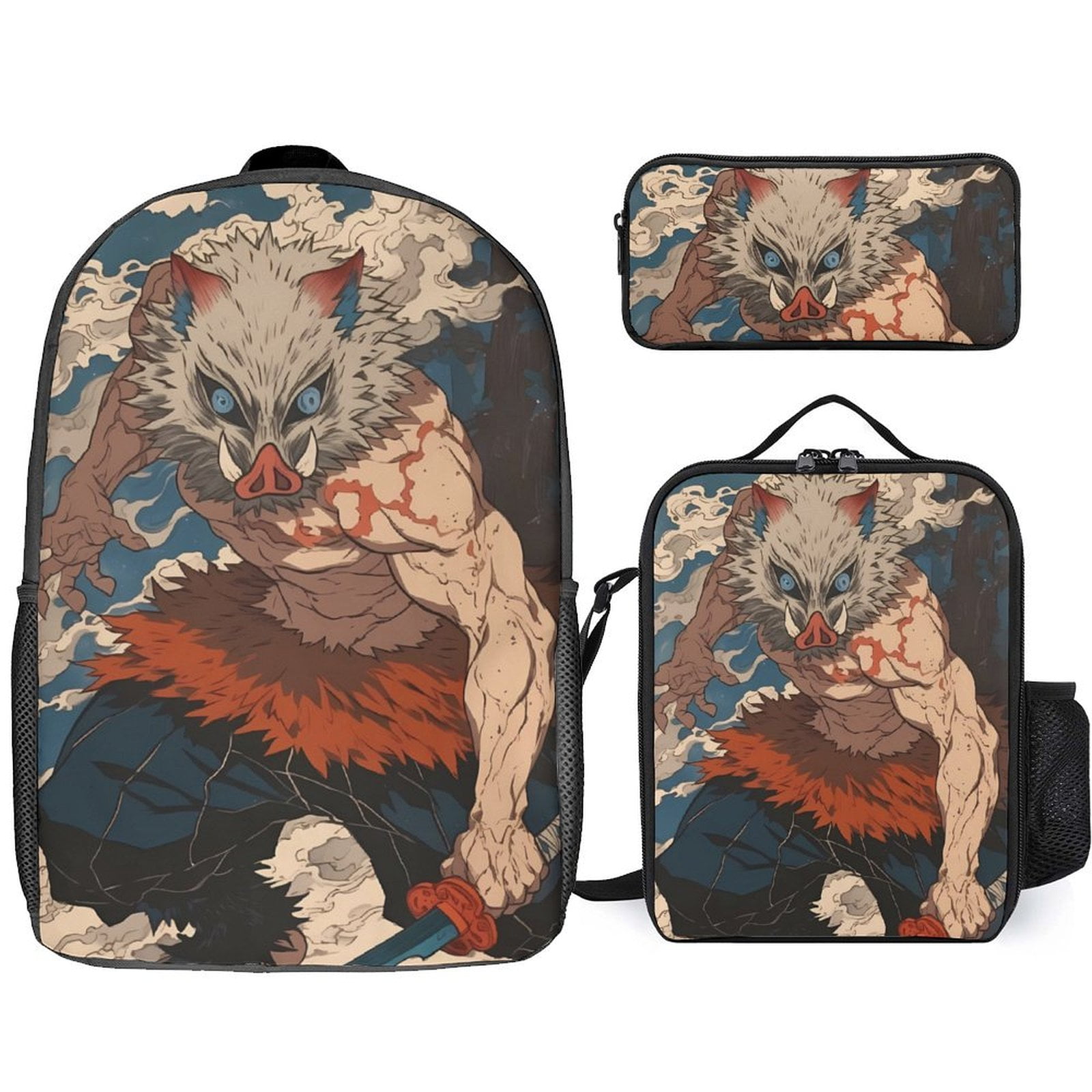 Demon Slayer Inosuke Hashibira 3 Piece Backpack Set with Lunch Bag ...