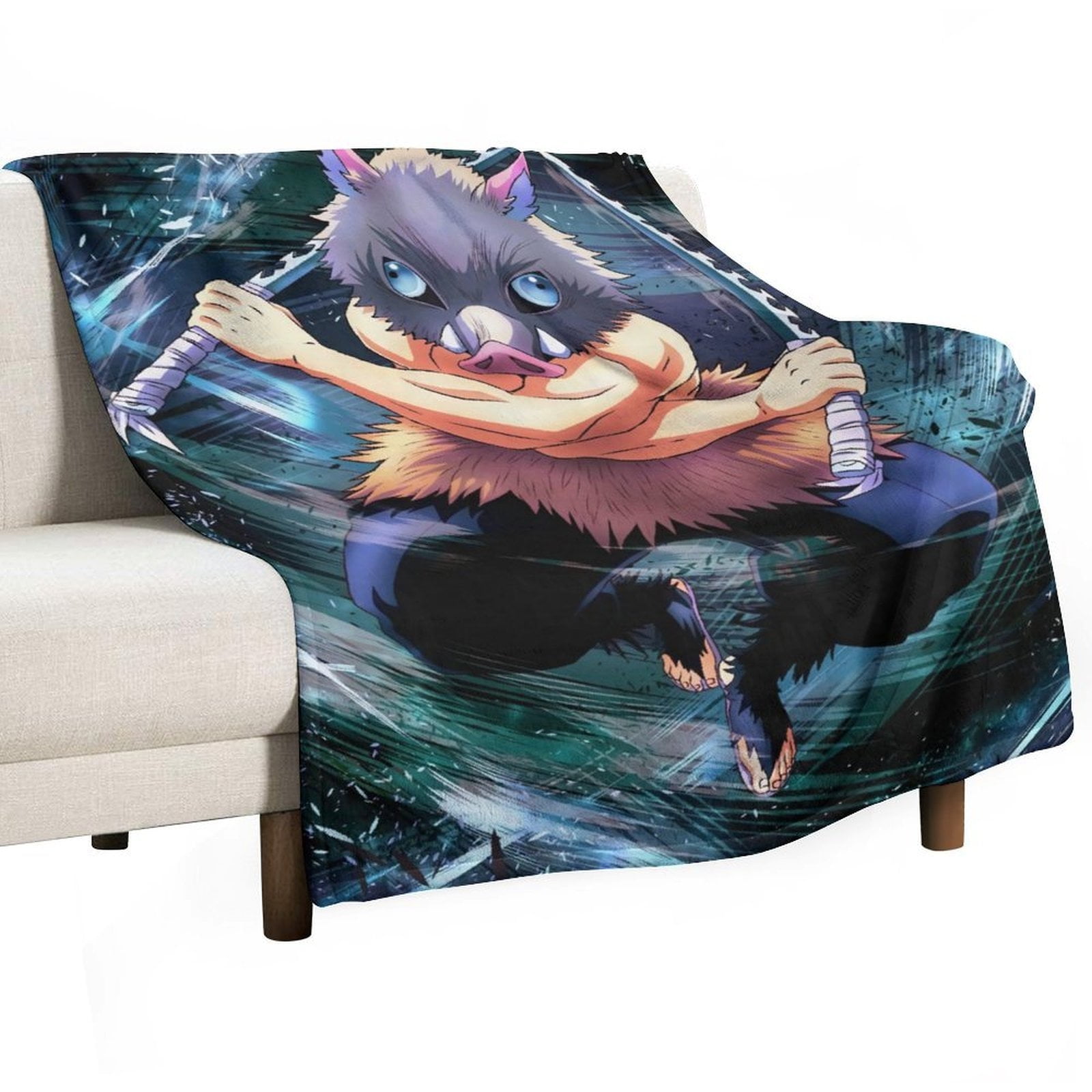 Demon Slayer Inosuke Hashibira Beast Breathing Battle Pose Sherpa ...