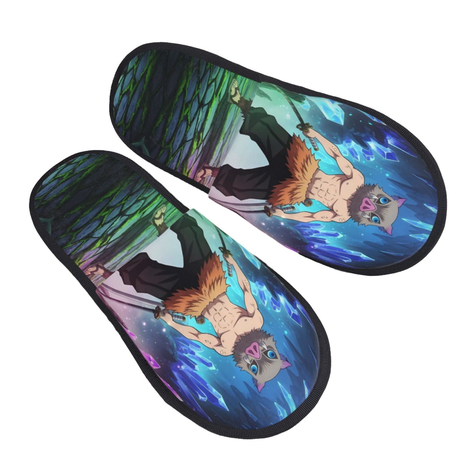 Demon Slayer Inosuke Hashibira Furry Slippers For Men Women Fuzzy House ...