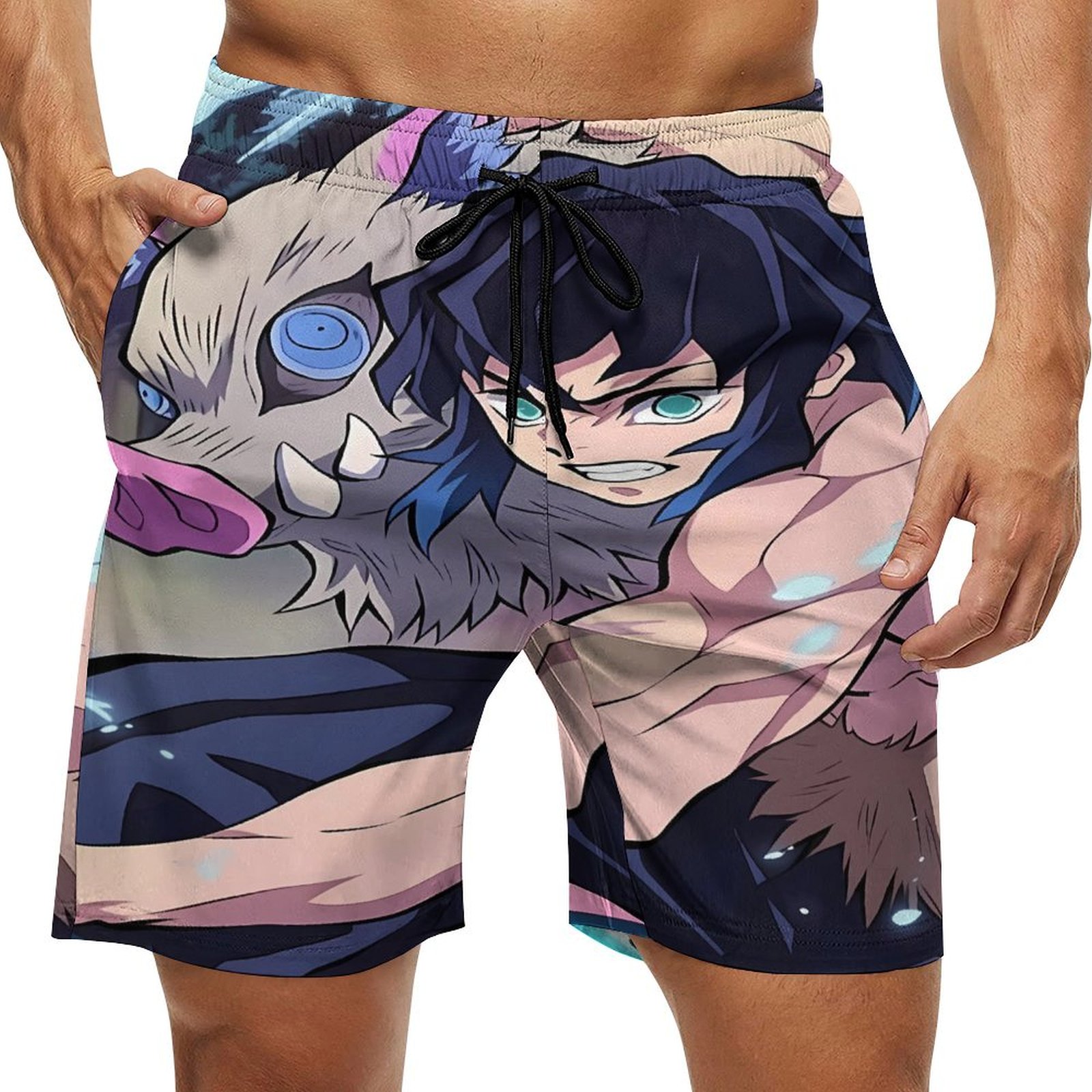 Demon Slayer Inosuke Hashibira Men's Beach Shorts Swim Trunks Quick Dry ...