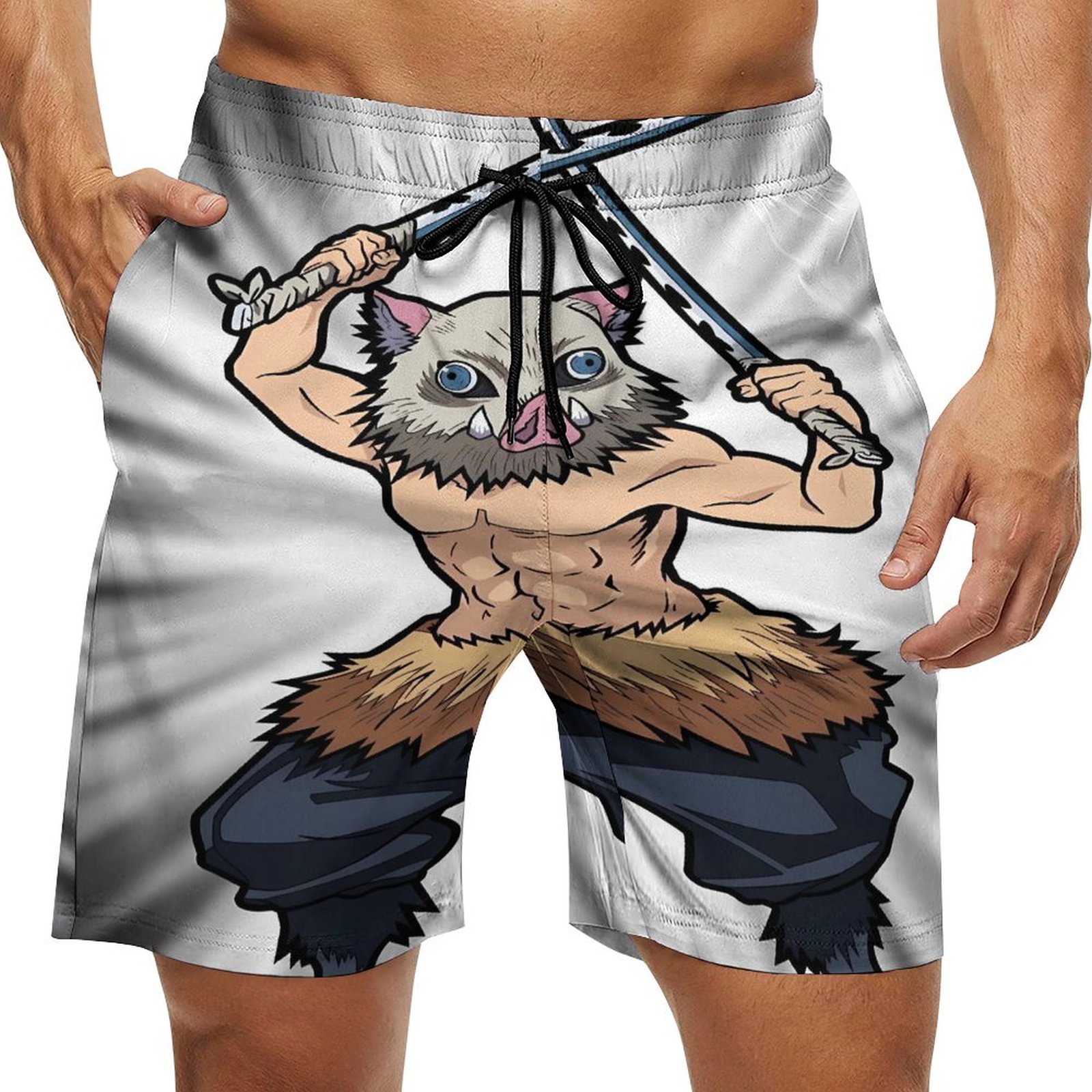 Demon Slayer Inosuke Hashibira Men's Beach Shorts Swim Trunks Quick Dry ...