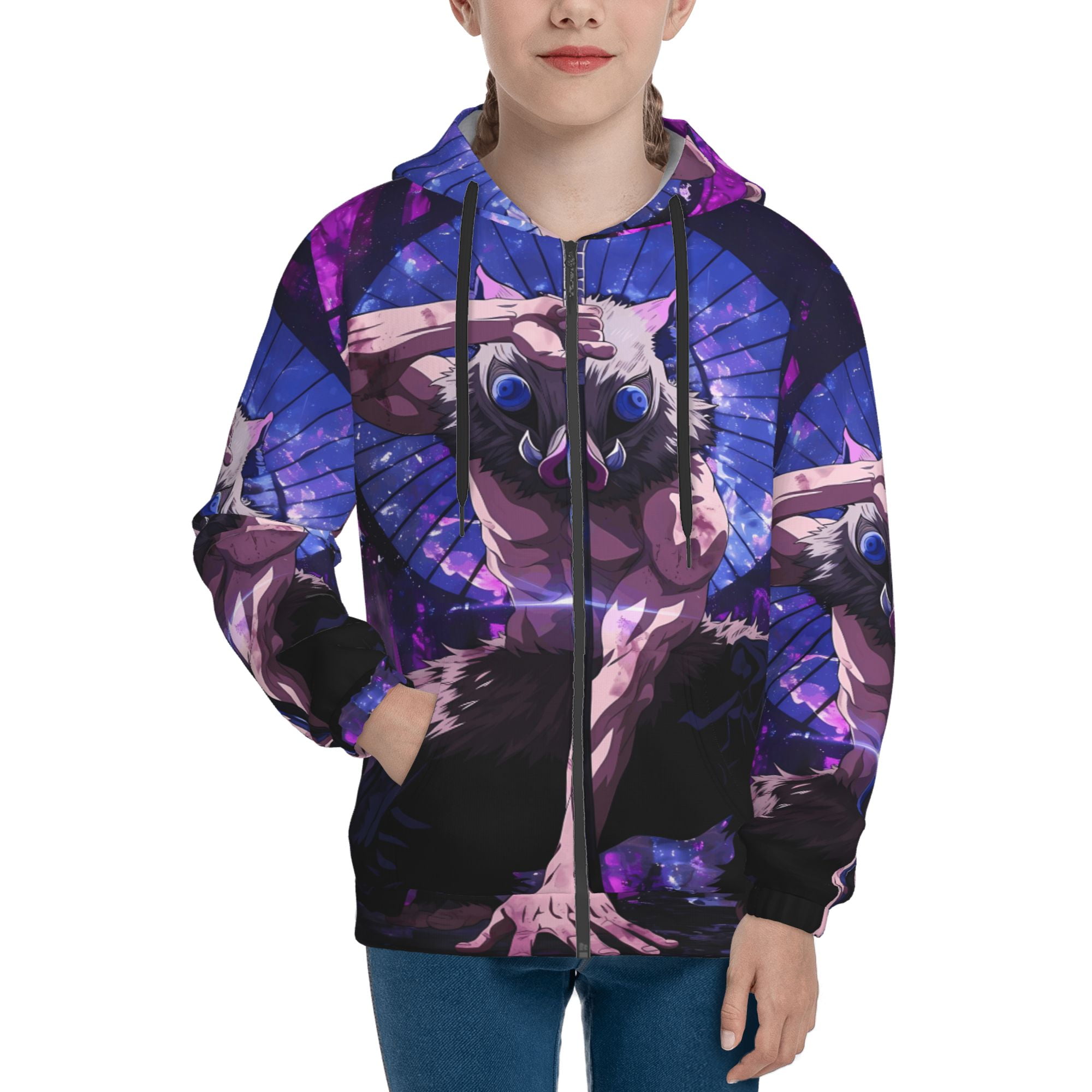 Demon Slayer Inosuke Hashibira Teens Boys Girls Zip Up Hoodies 3d Print ...