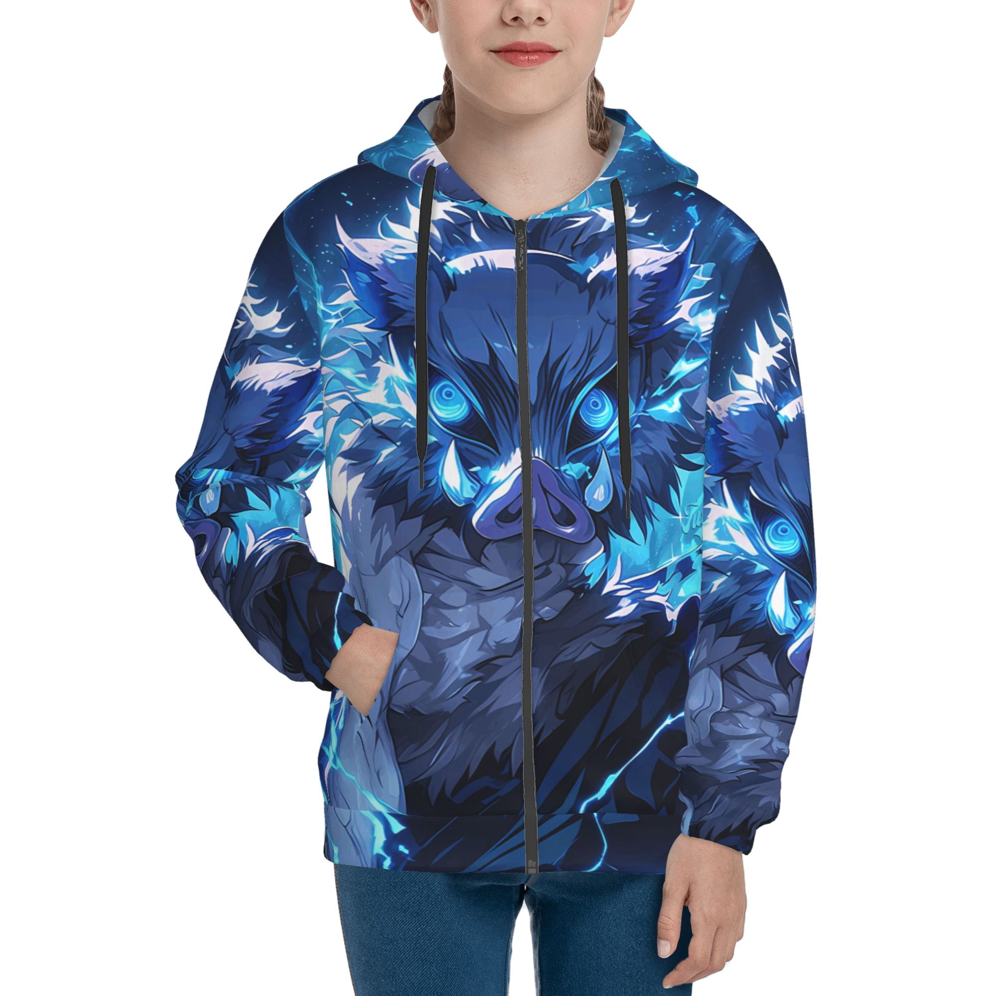 Demon Slayer Inosuke Hashibira Teens Boys Girls Zip Up Hoodies 3d Print ...