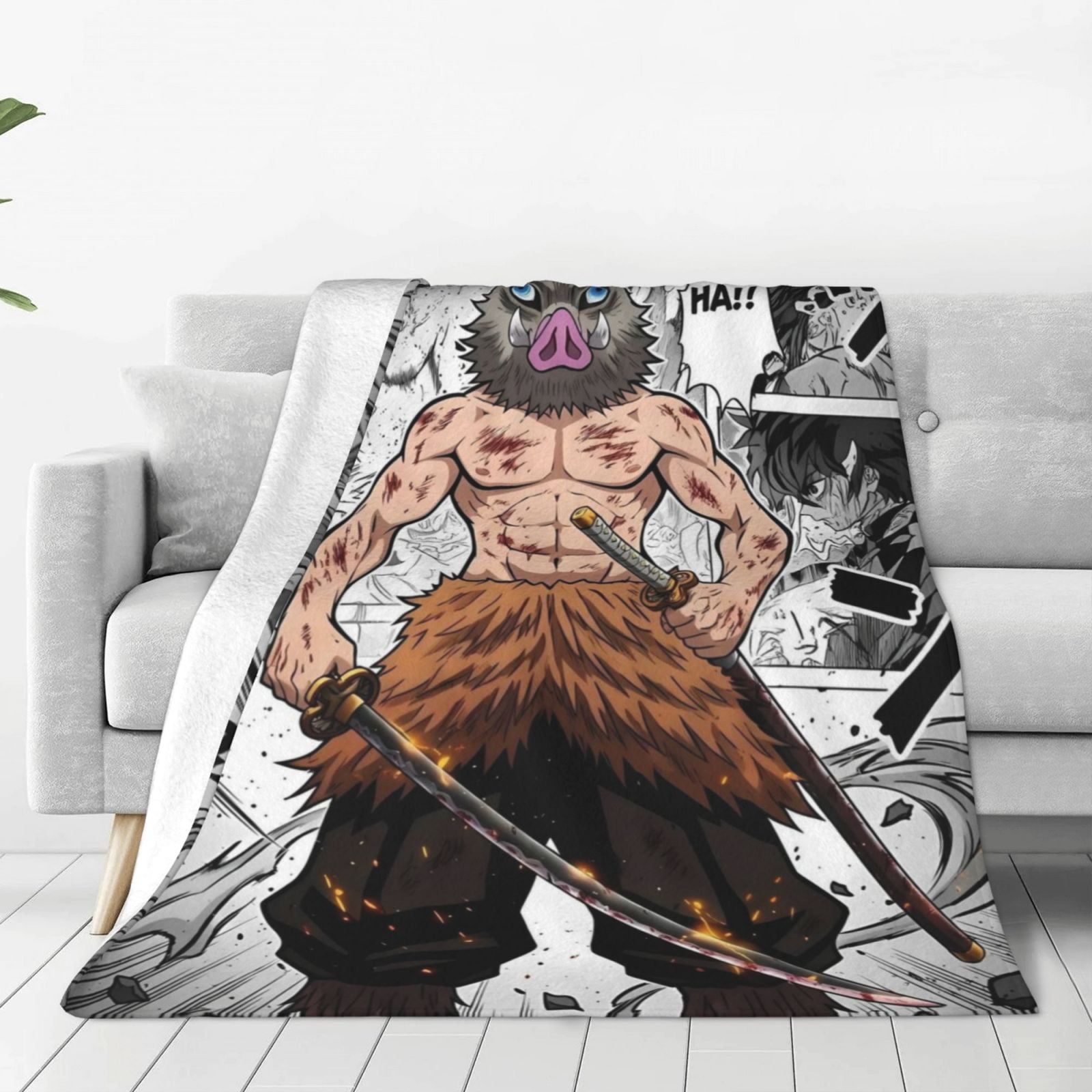 Demon Slayer Inosuke Hashibira Throw Blanket Couch Bed Sofa Soft ...