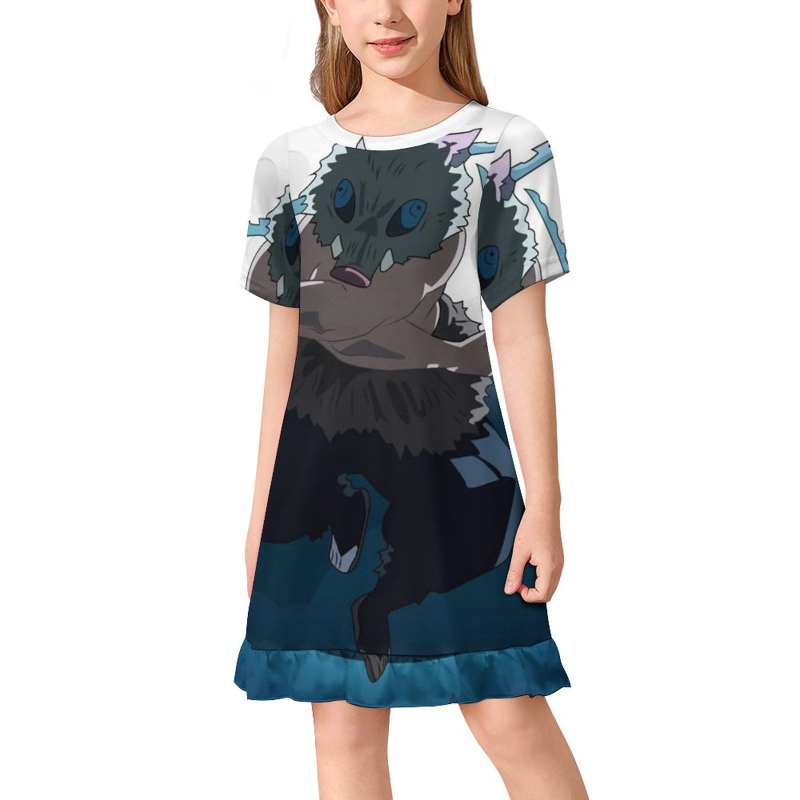 Demon Slayer Inosuke Kid's Short Sleeved Dress Fashion 3D Printed ...