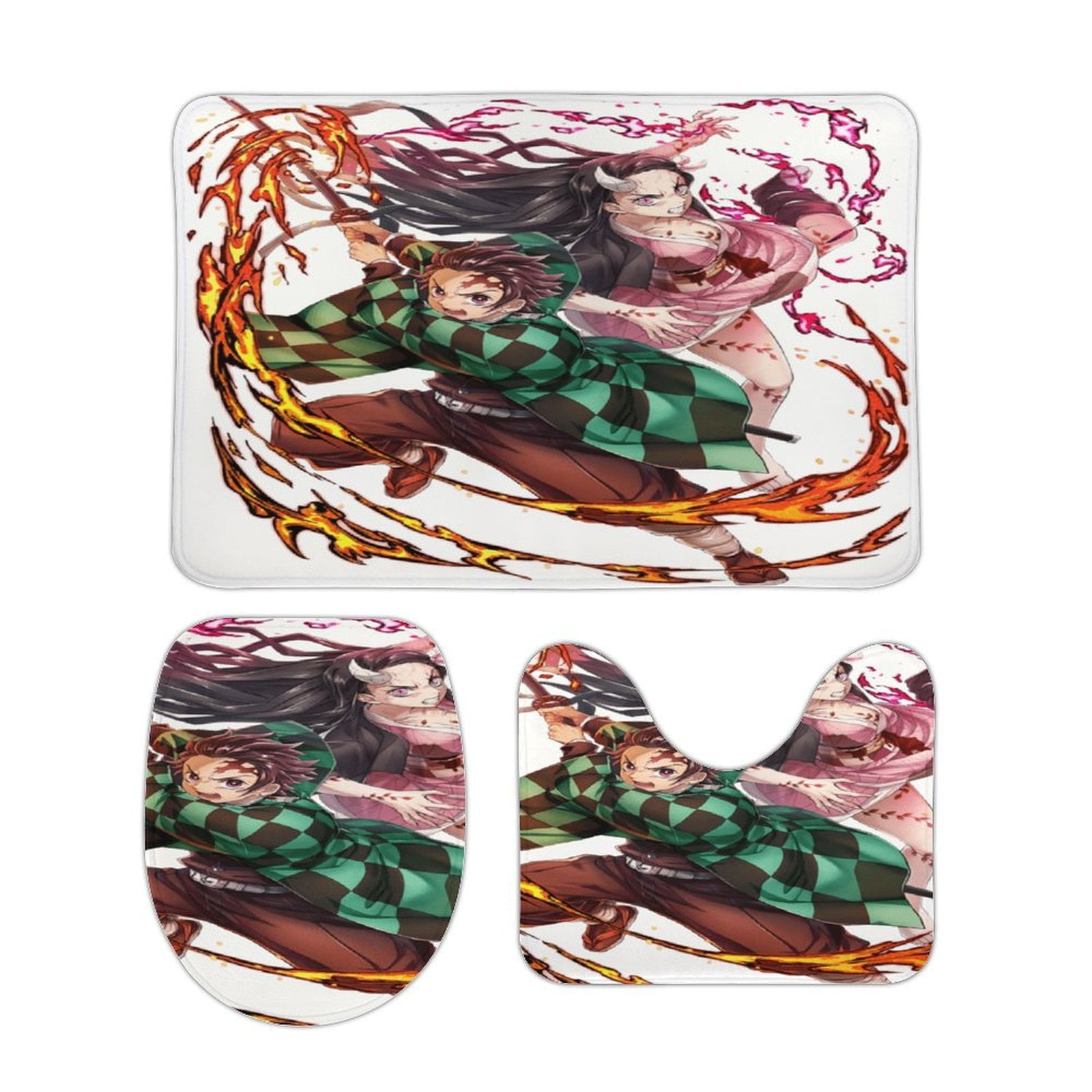 Demon_Slayer Kama_do Tanjirou Anime Coral Velvet Floor Mat Three Sets ...