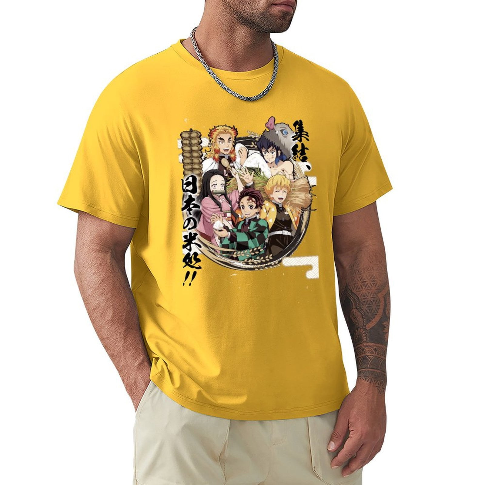 Demon_Slayer Kama_do Tanjirou Anime Men's T-Shirt, Heavyweight Cotton ...
