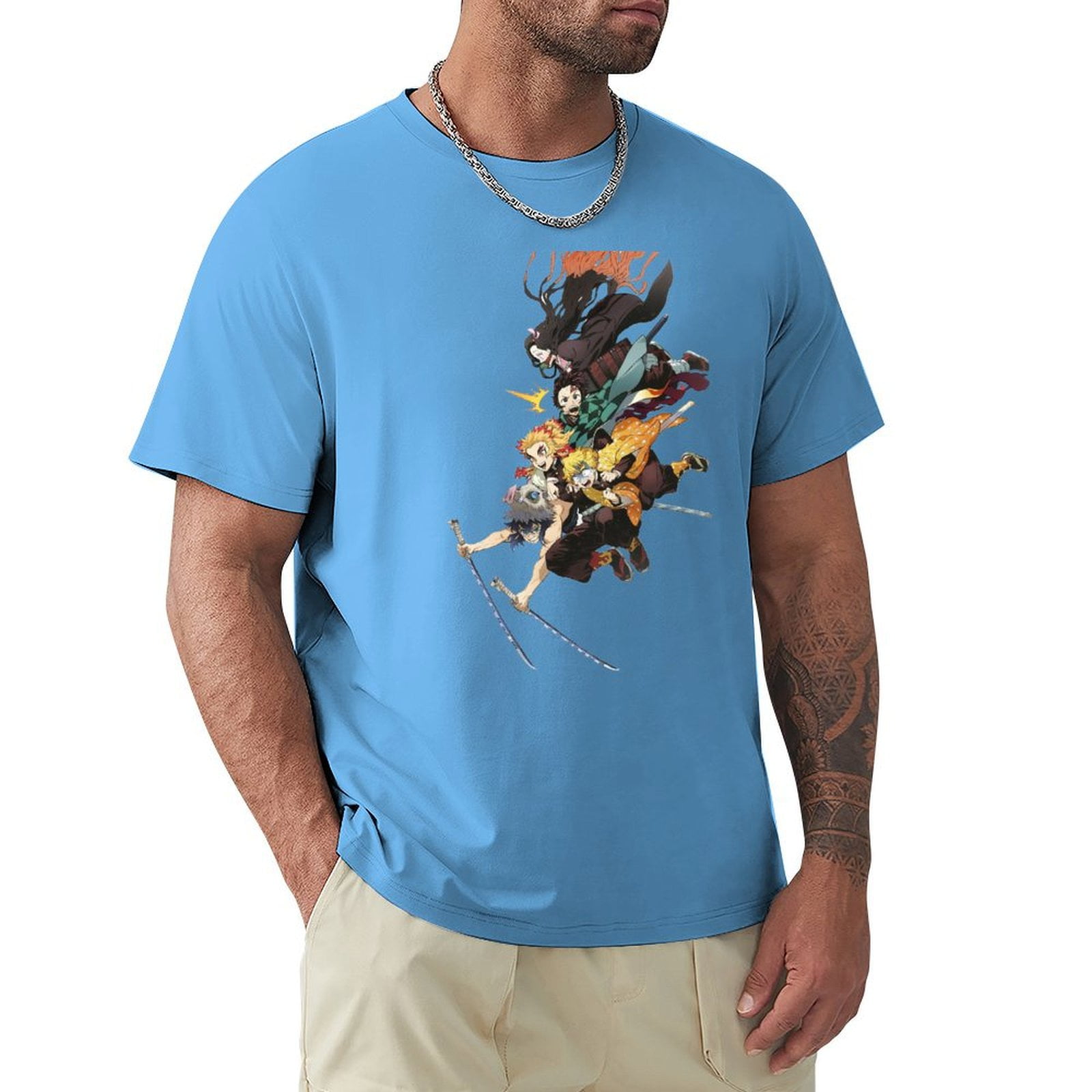 Demon_Slayer Kama_do Tanjirou Anime Men's T-Shirt, Heavyweight Cotton ...