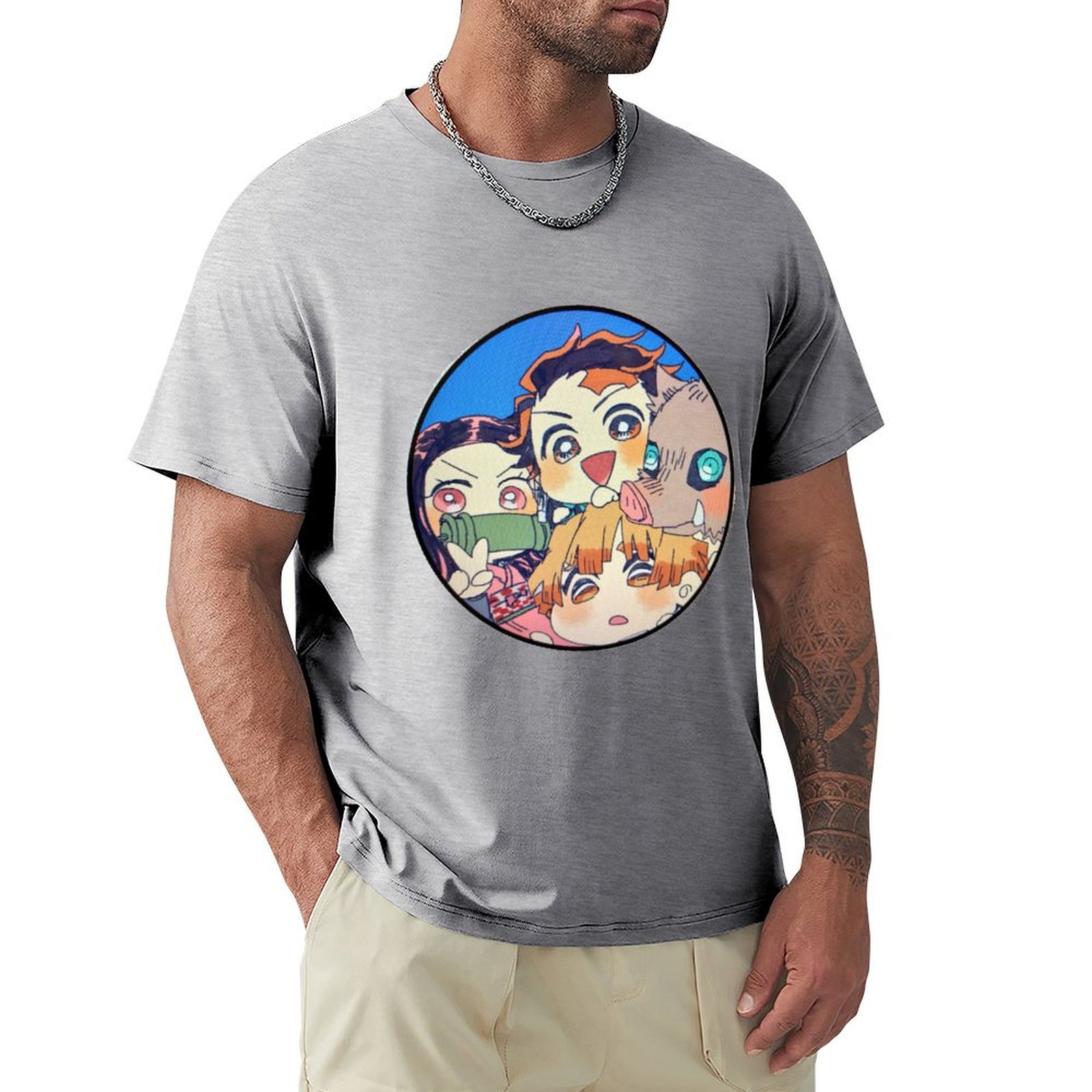 Demon_Slayer Kama_do Tanjirou Anime Men's T-Shirt, Heavyweight Cotton ...