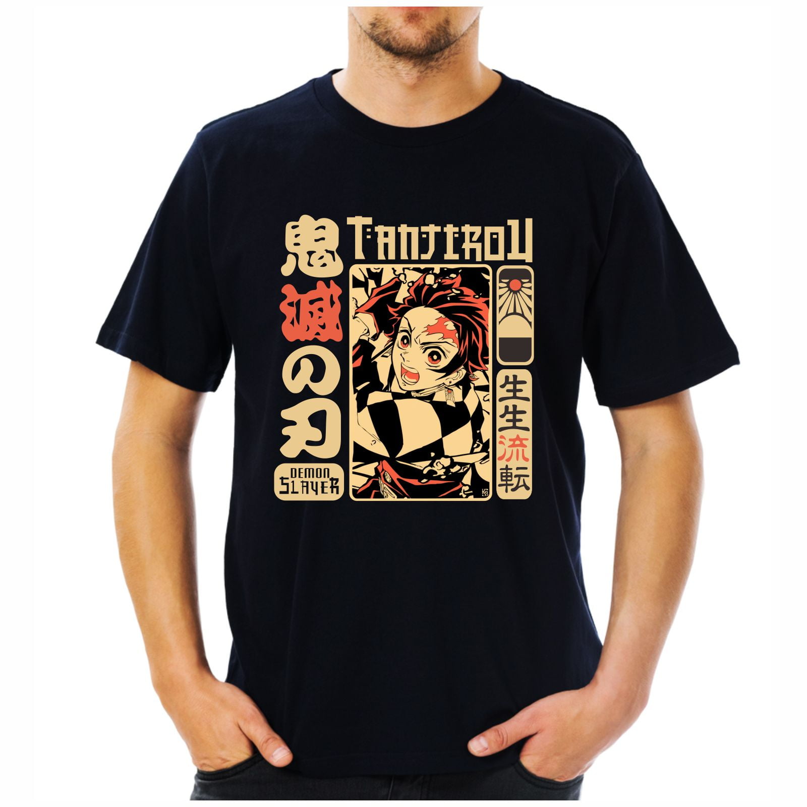 Demon Slayer Kamado Nezuko Cartoon Print Top Loose Short Sleeve Casual ...