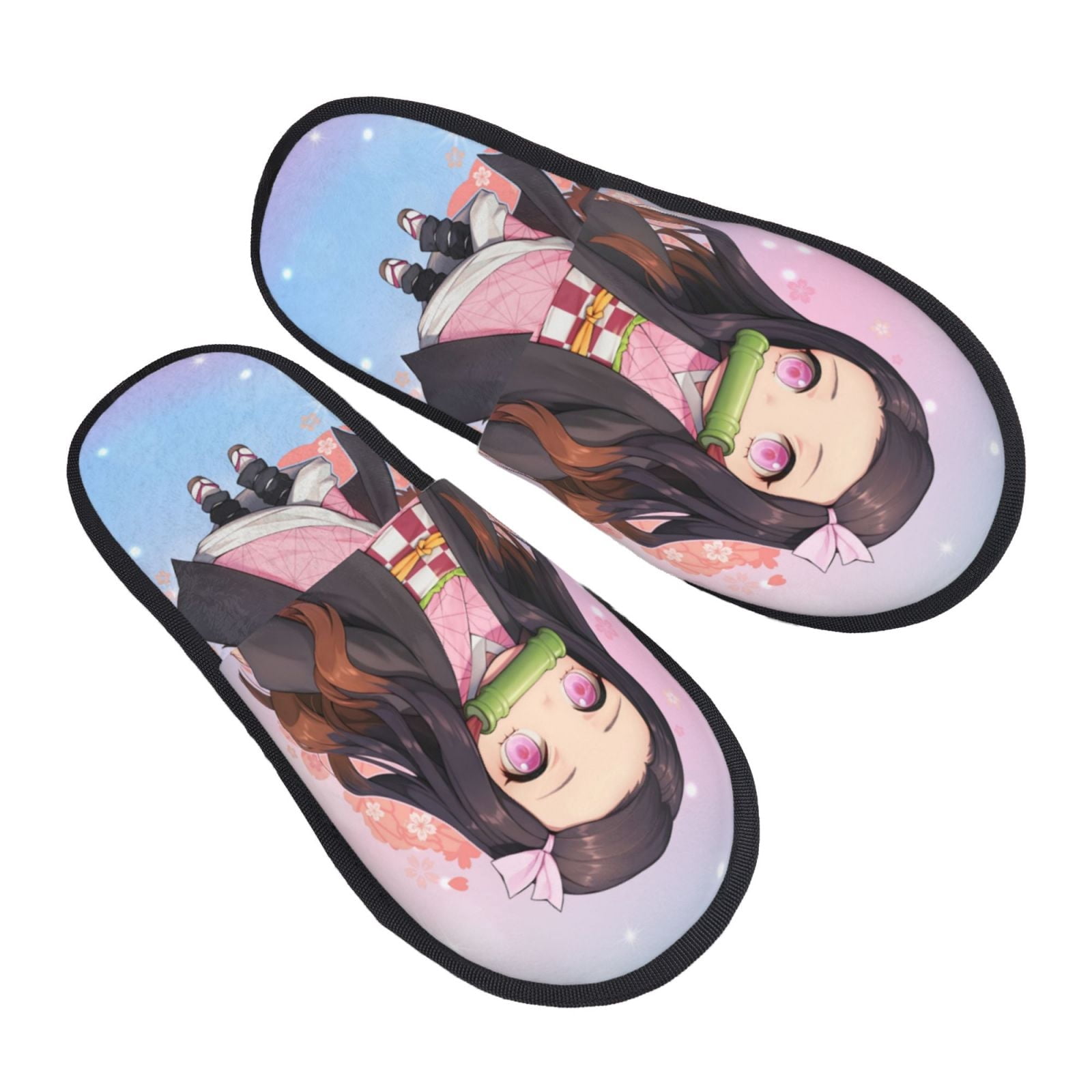 Demon Slayer Kamado Nezuko Furry Slippers For Men Women Fuzzy House ...