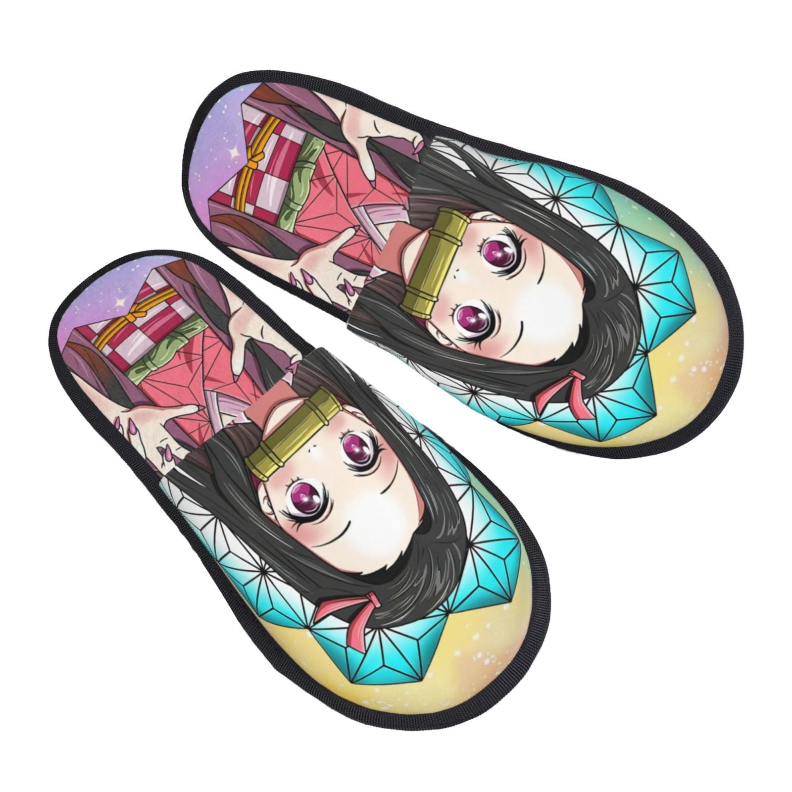 Demon Slayer Kamado Nezuko Furry Slippers For Men Women Fuzzy House ...