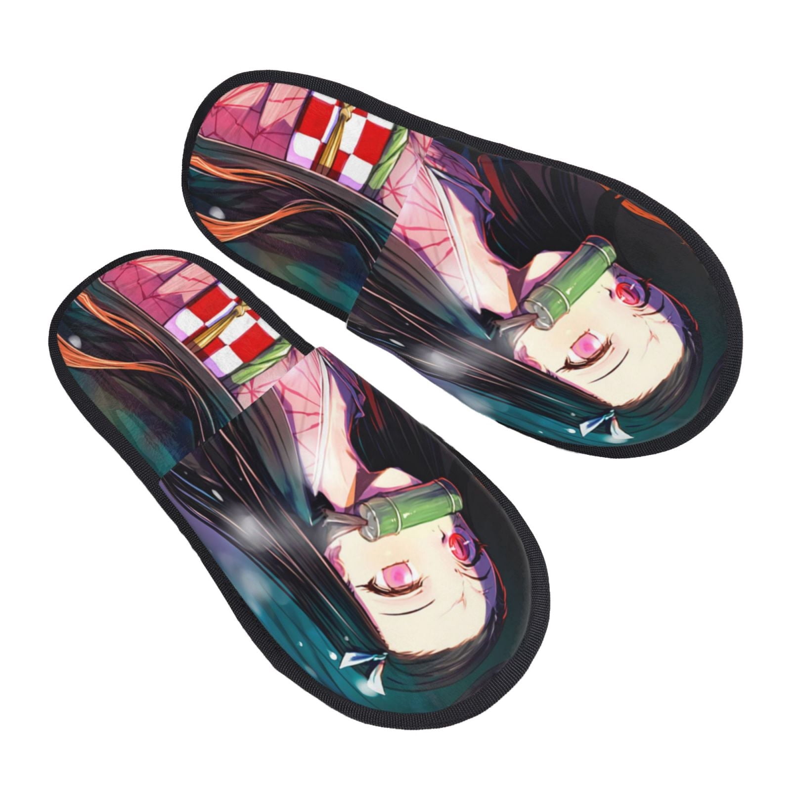 Demon Slayer Kamado Nezuko Furry Slippers For Men Women Fuzzy House ...