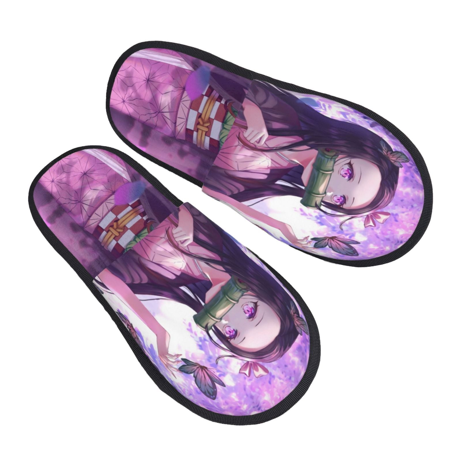 Demon Slayer Kamado Nezuko Furry Slippers For Men Women Fuzzy House ...