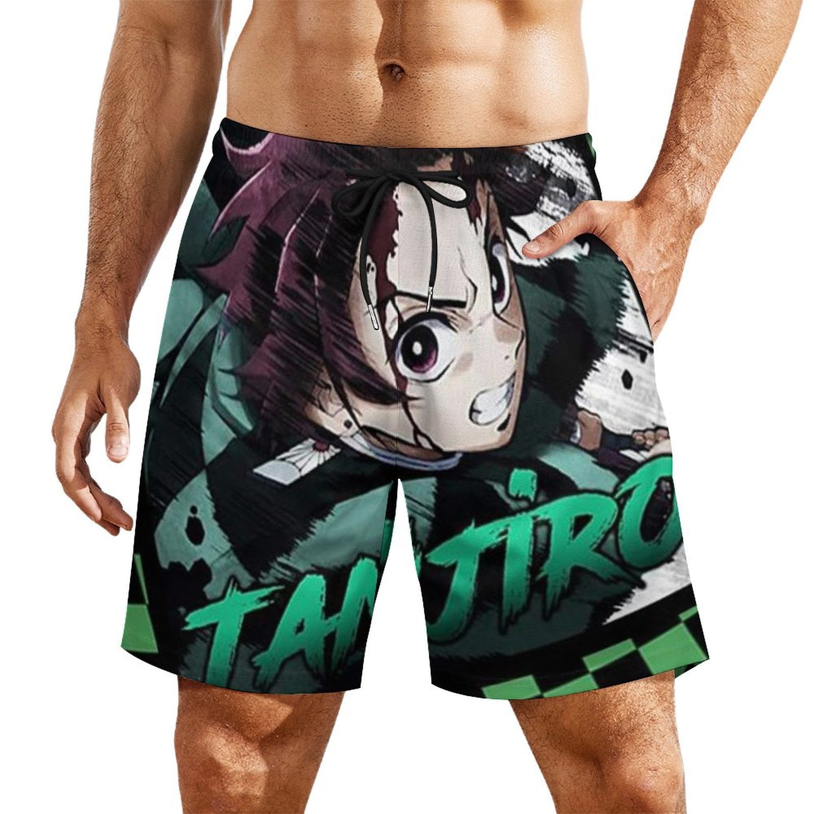 Demon Slayer Kamado Tanjiro Anime Men's Board Shorts Swim Trunks Beach ...