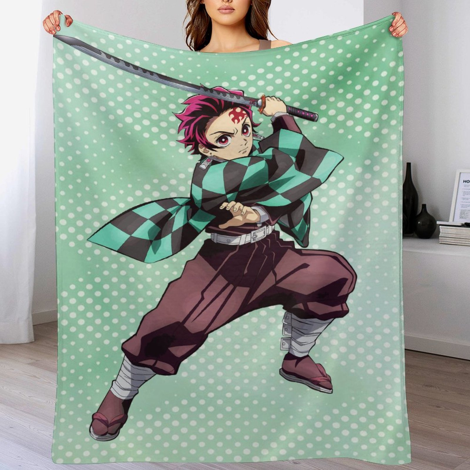 Demon Slayer Kamado Tanjiro Flannel Blanket Cozy Ultra-Soft Micro ...
