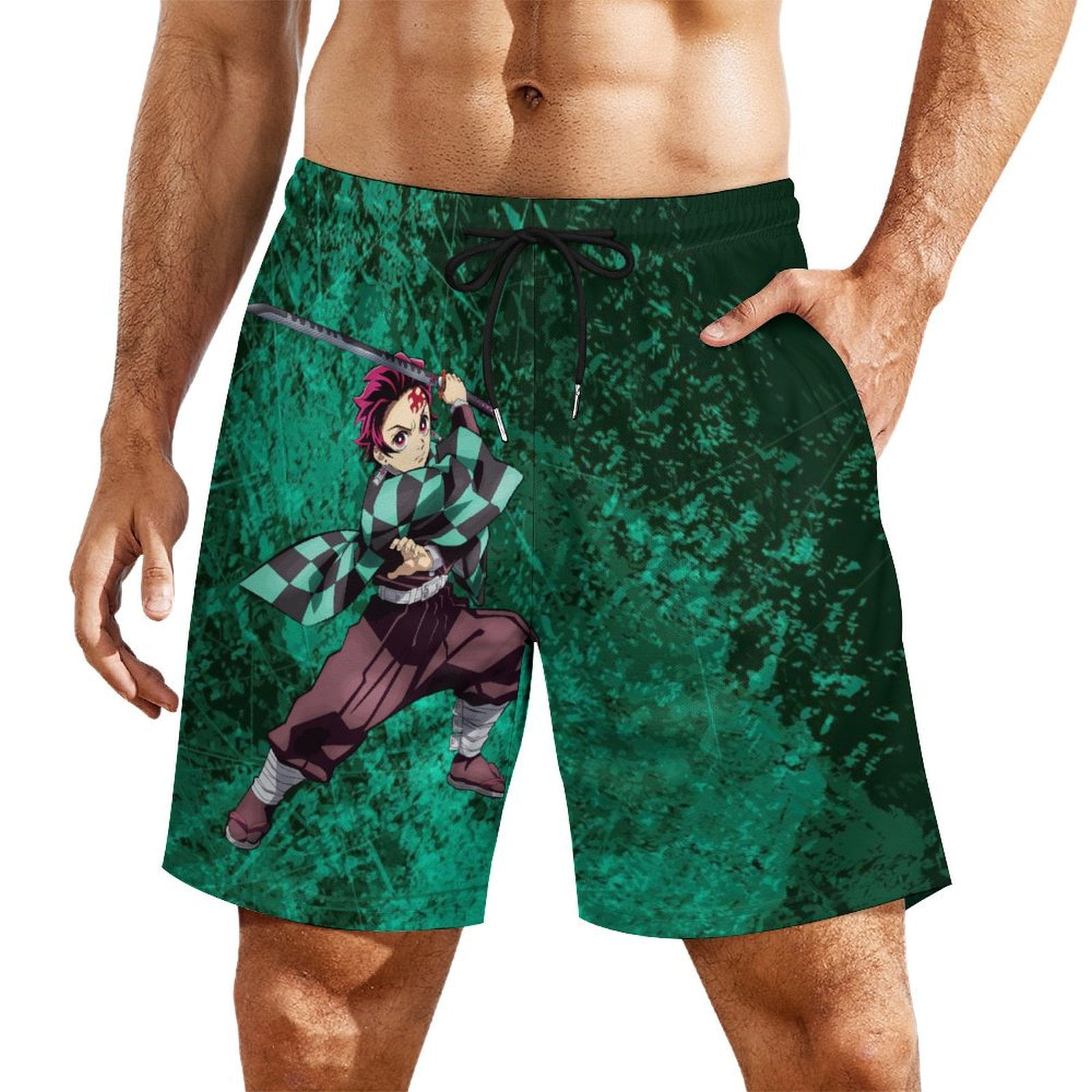 Demon Slayer Kamado Tanjiro Men's Board Shorts Swim Trunks Beach Short ...