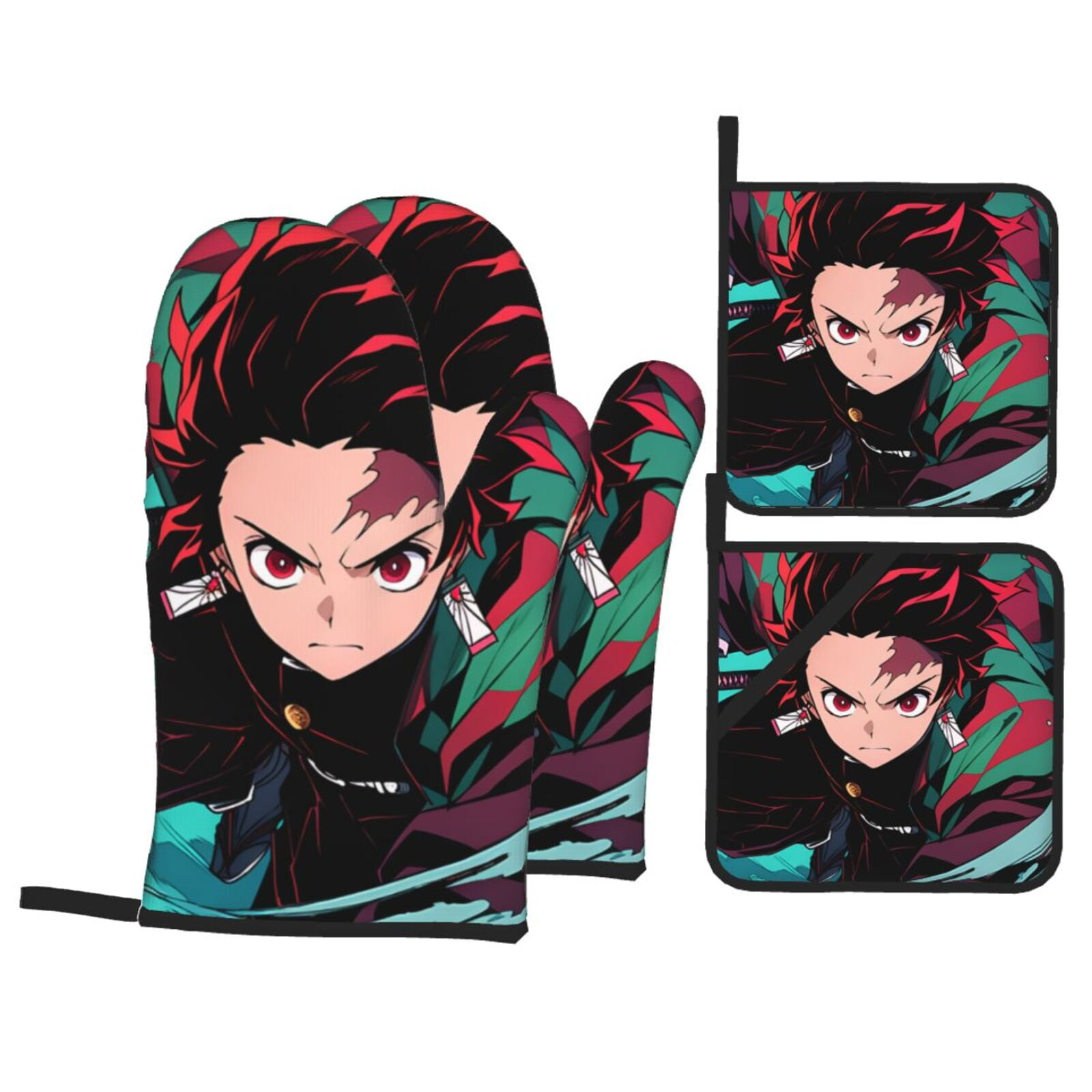 Demon Slayer Kamado Tanjirou Oven Mitts And Pot Holder Set Heat ...
