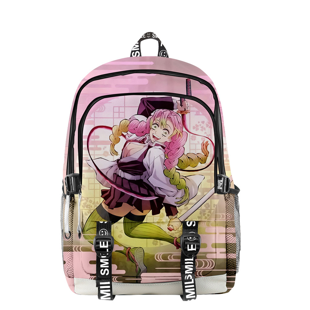 Demon Slayer Kanroji Mitsuri Merch Backpack Multi Zipper Student large ...