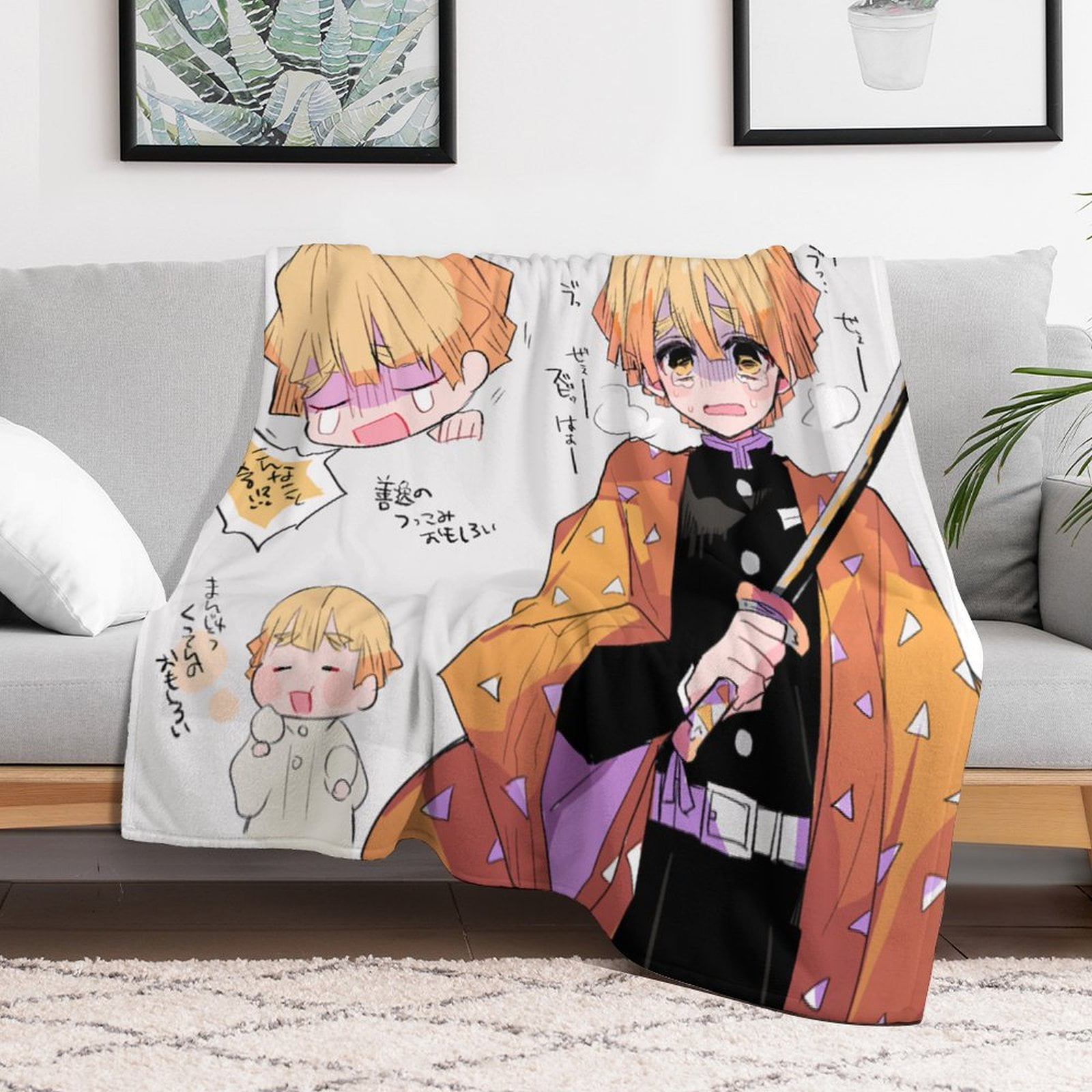 Demon Slayer - Kawaii Throw Blanket Flannel Tanjiro Nezuko Kocho 30"x50 ...