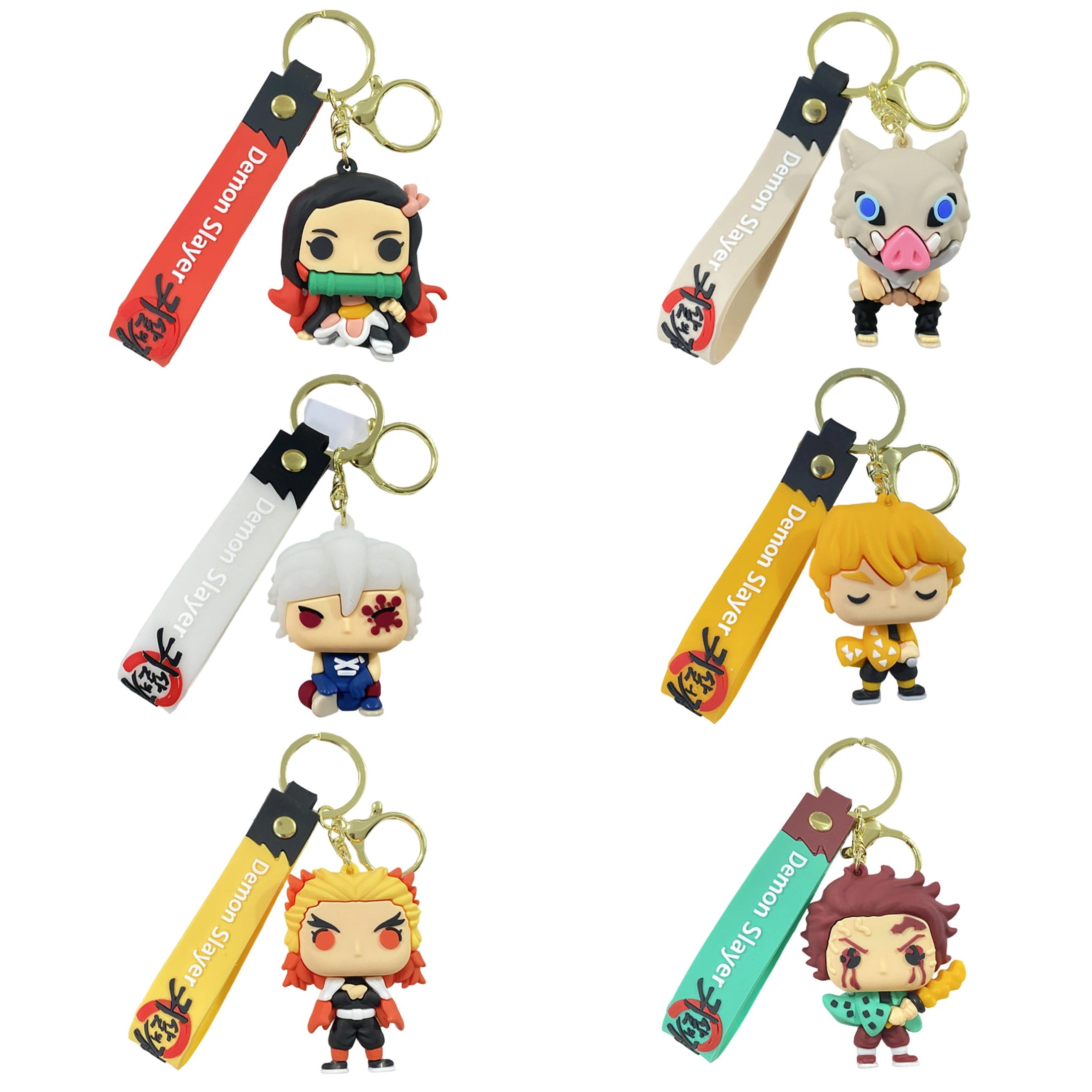 Demon Slayer Keychain for Backpack & Keys,Anime Figure with Wristband ...