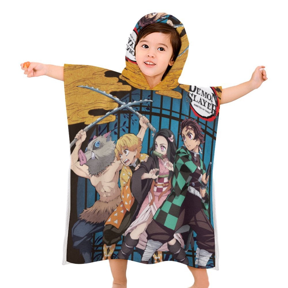Demon Slayer Kids Hooded Beach Towel for Boys Girls, Bath Pool Beach ...