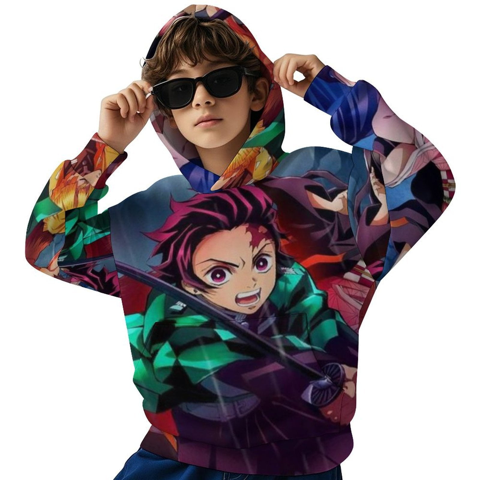 Demon Slayer Kids Hoodie Cozy Hooded Sweatshirt Long Sleeve Sweater ...