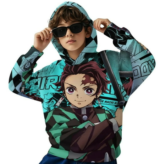 Demon Slayer Kids Hoodie Cozy Hooded Sweatshirt Long Sleeve Sweater ...