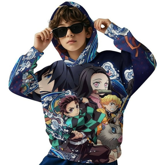 Demon Slayer Kids Hoodie Cozy Hooded Sweatshirt Long Sleeve Sweater ...