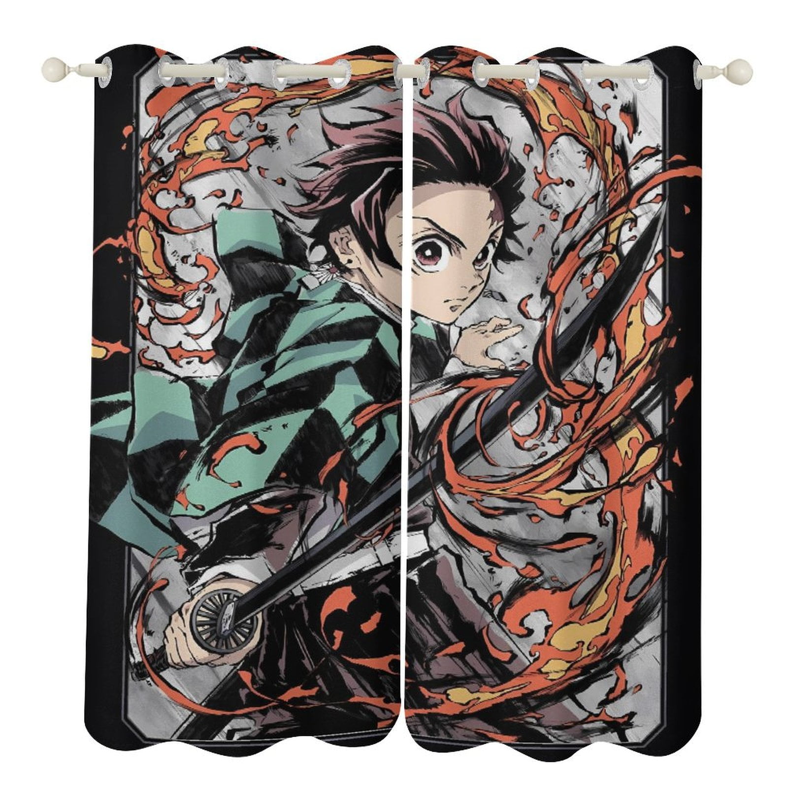 Demon-Slayer-Kimetsu-No-Yaiba Curtains - Perforated Blackout Thermal ...