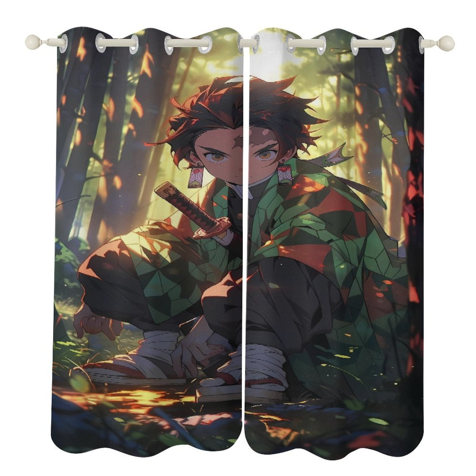 Demon-Slayer-Kimetsu-No-Yaiba Curtains - Perforated Blackout Thermal ...