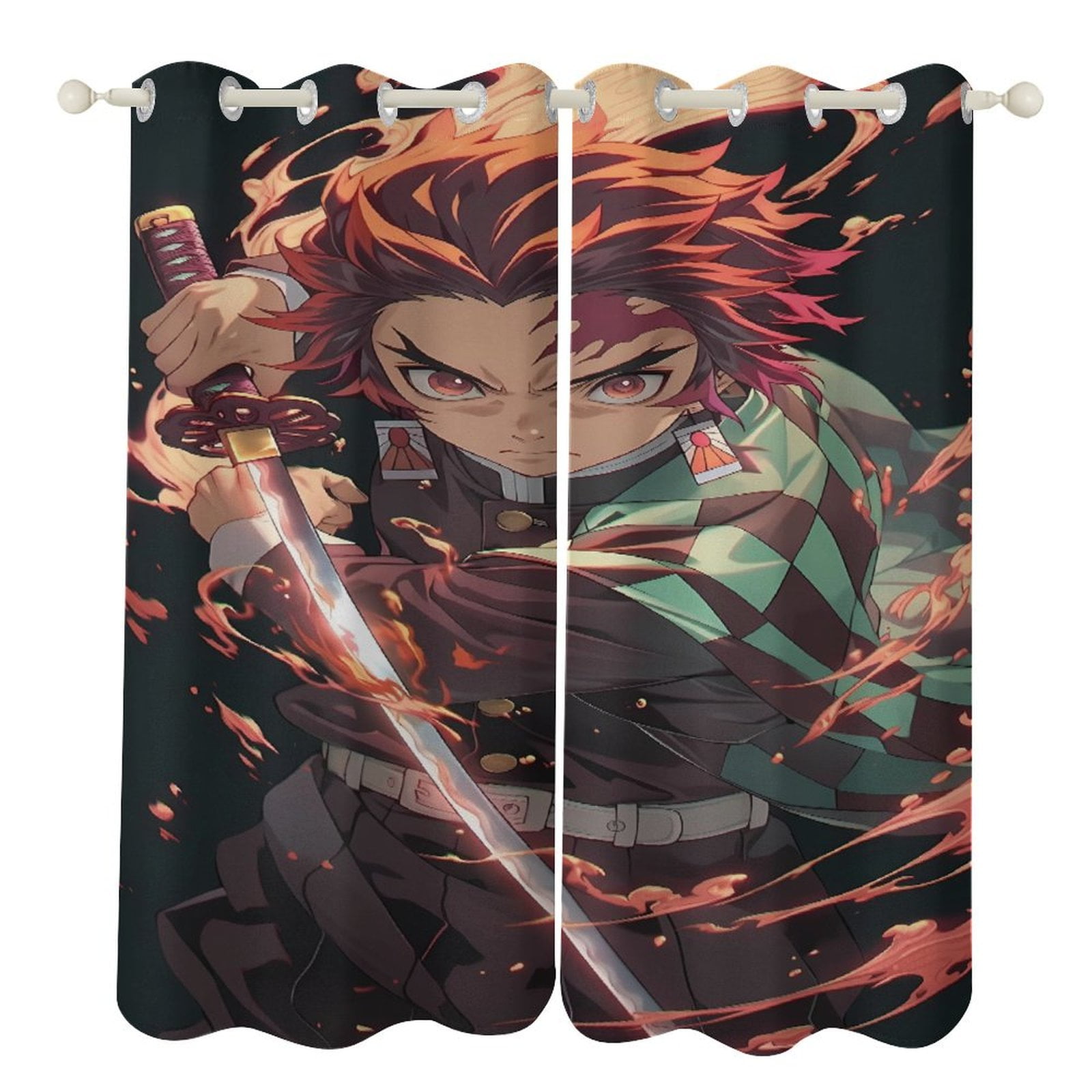 Demon-Slayer-Kimetsu-No-Yaiba Curtains - Perforated Blackout Thermal ...