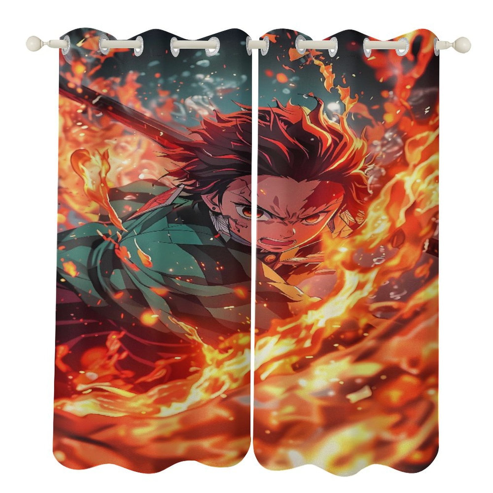 Demon-Slayer-Kimetsu-No-Yaiba Curtains - Perforated Blackout Thermal ...