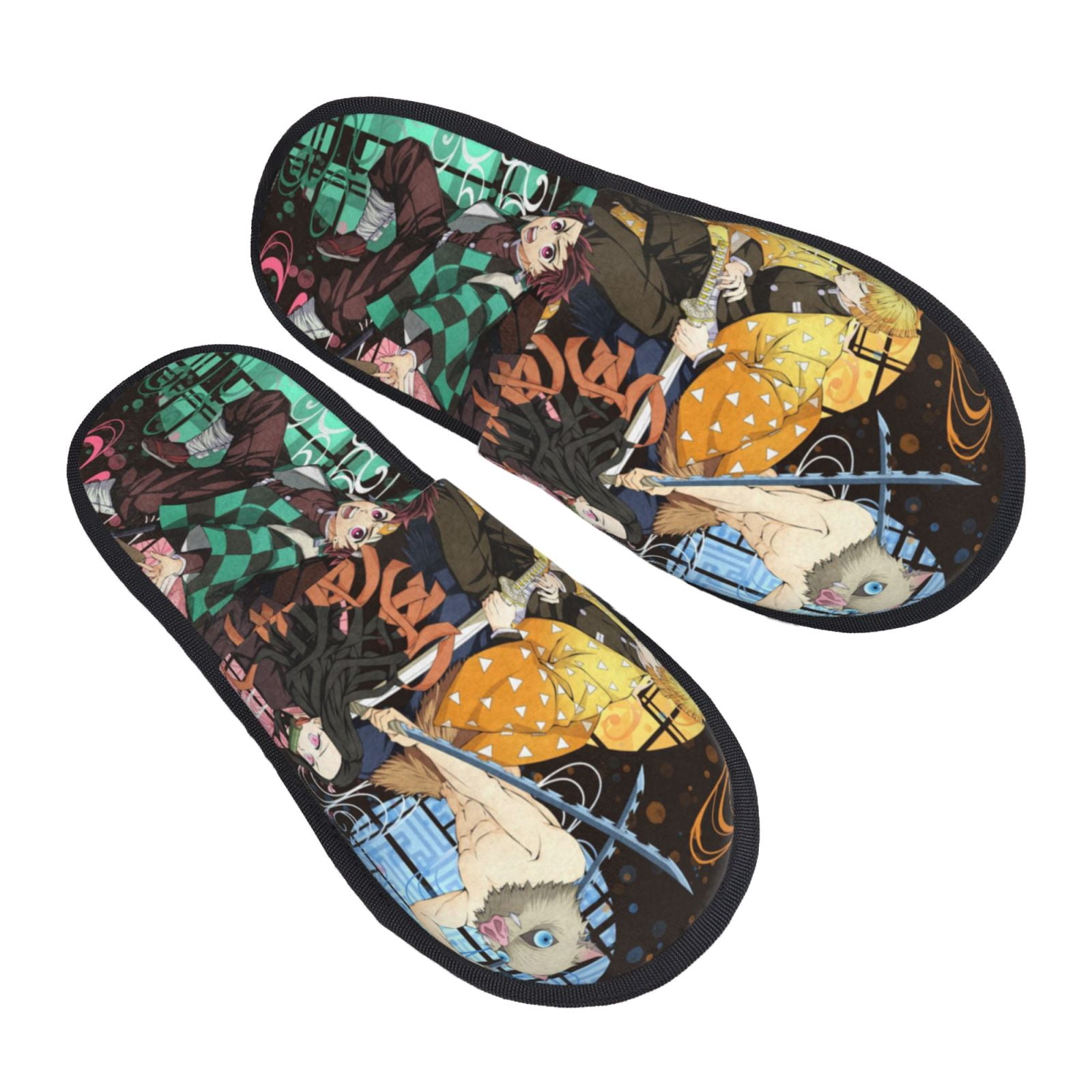 Demon Slayer: Kimetsu No Yaiba Furry Slippers For Men Women Fuzzy House ...