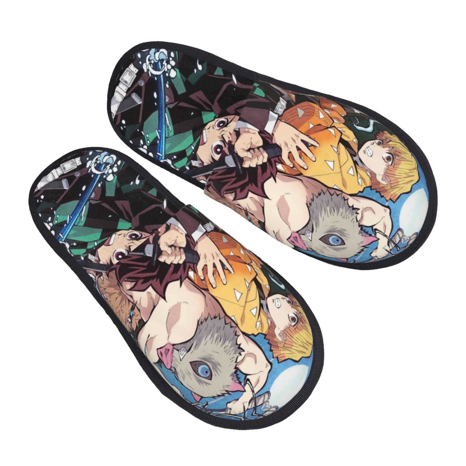 Demon Slayer: Kimetsu No Yaiba Furry Slippers For Men Women Fuzzy House ...