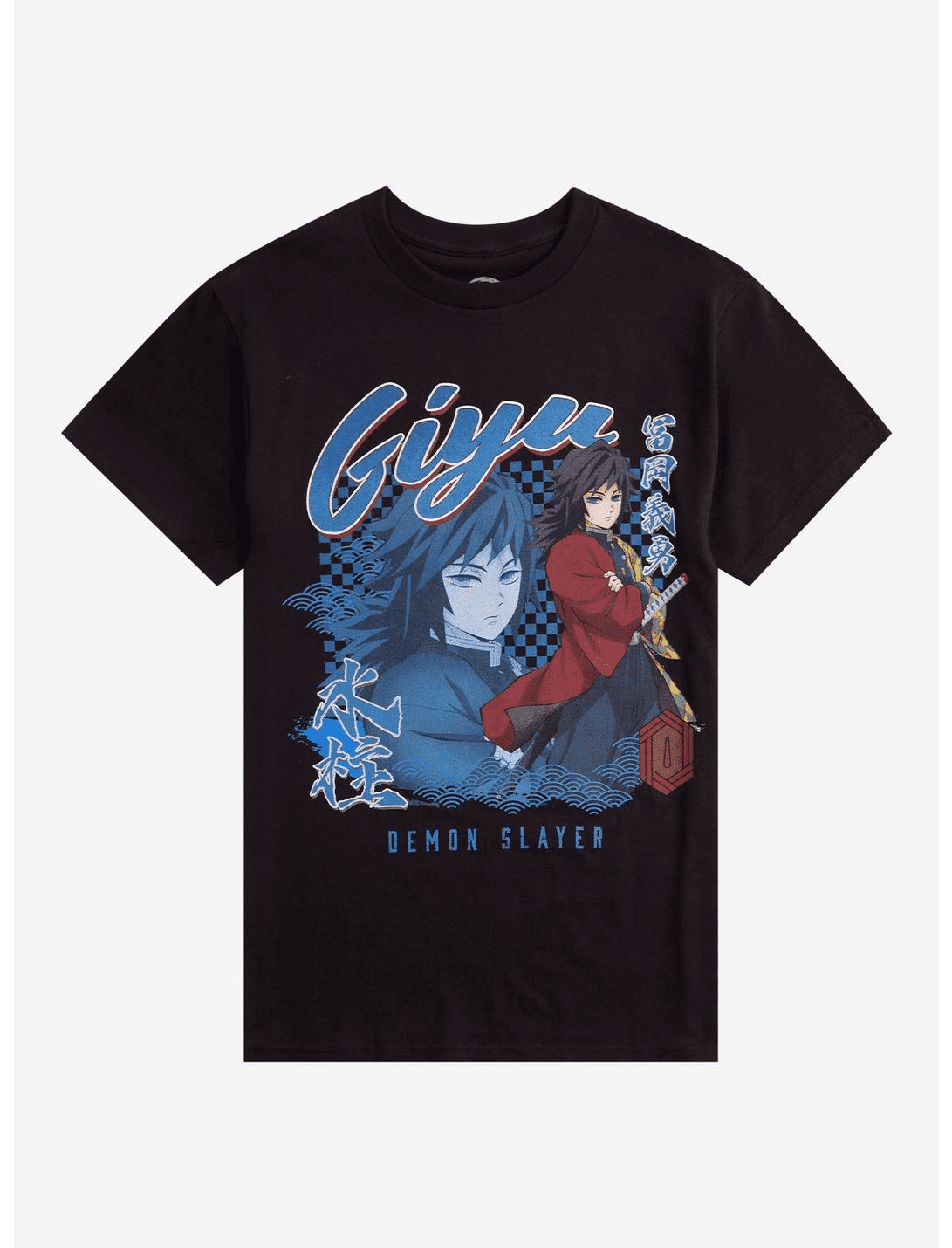 Demon Slayer Kimetsu No Yaiba Giyu Tomioka Checkered Girls T-Shirt ...