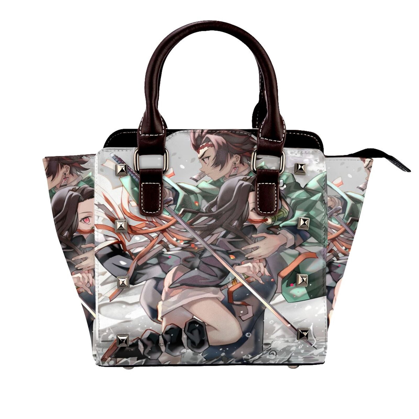 Demon Slayer Kimetsu No Yaiba Handbag Leather Rivet Shoulder Bag Luxury ...