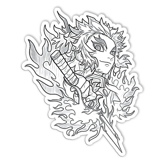 Demon Slayer Kimetsu No Yaiba Rengoku Kyojuro Sticker Phone Decal Water ...