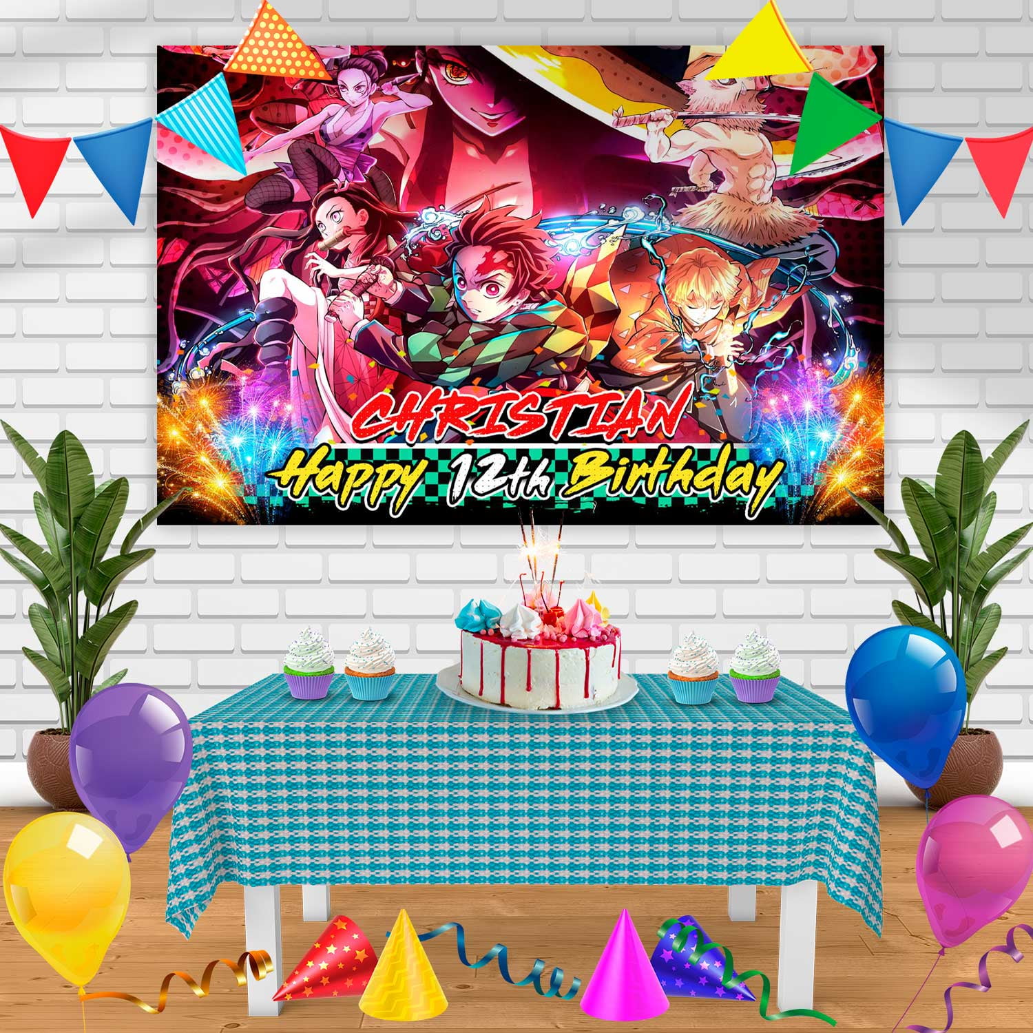 Demon Slayer Kimetsu No Yaiba S02 Birthday Banner Personalized Party ...