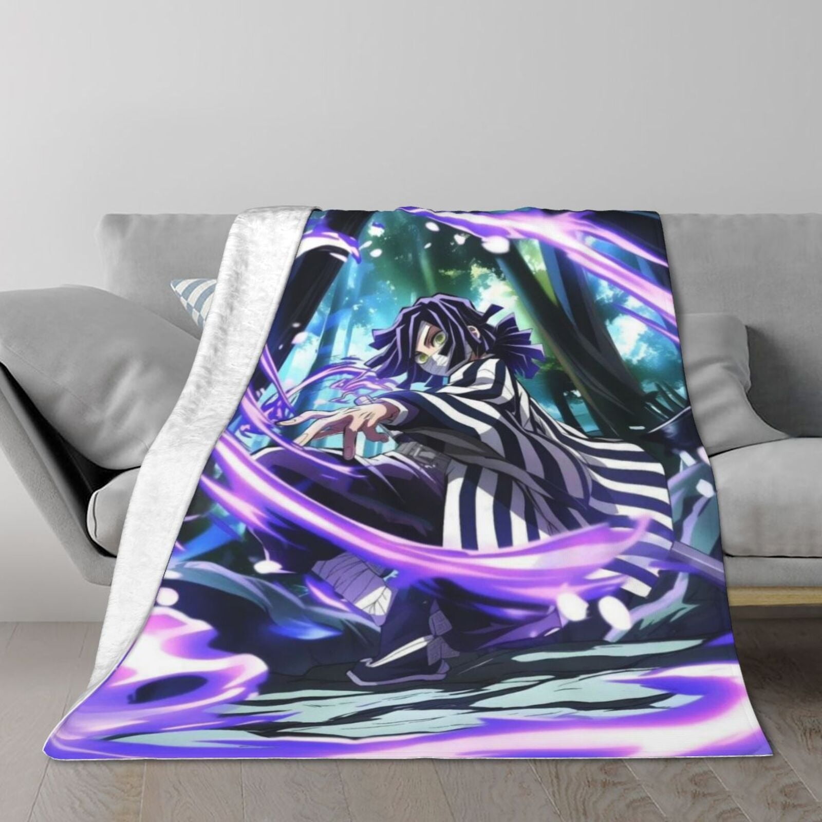 Demon Slayer: Kimetsu no Yaiba Iguro Obanai Flannel Fleece Throw ...