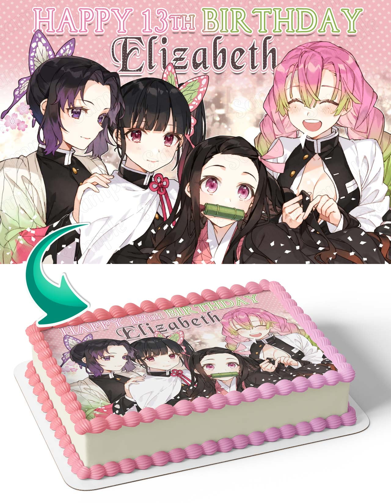 Demon Slayer Kimetsu no Yaiba Nezuko Kamado Girls Pink Edible Image ...