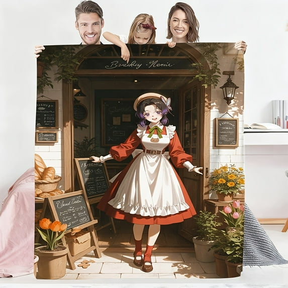 Demon Slayer Kochō Shinobu Bakery Maid Theme Throw Blankets | 4 Sizes ...