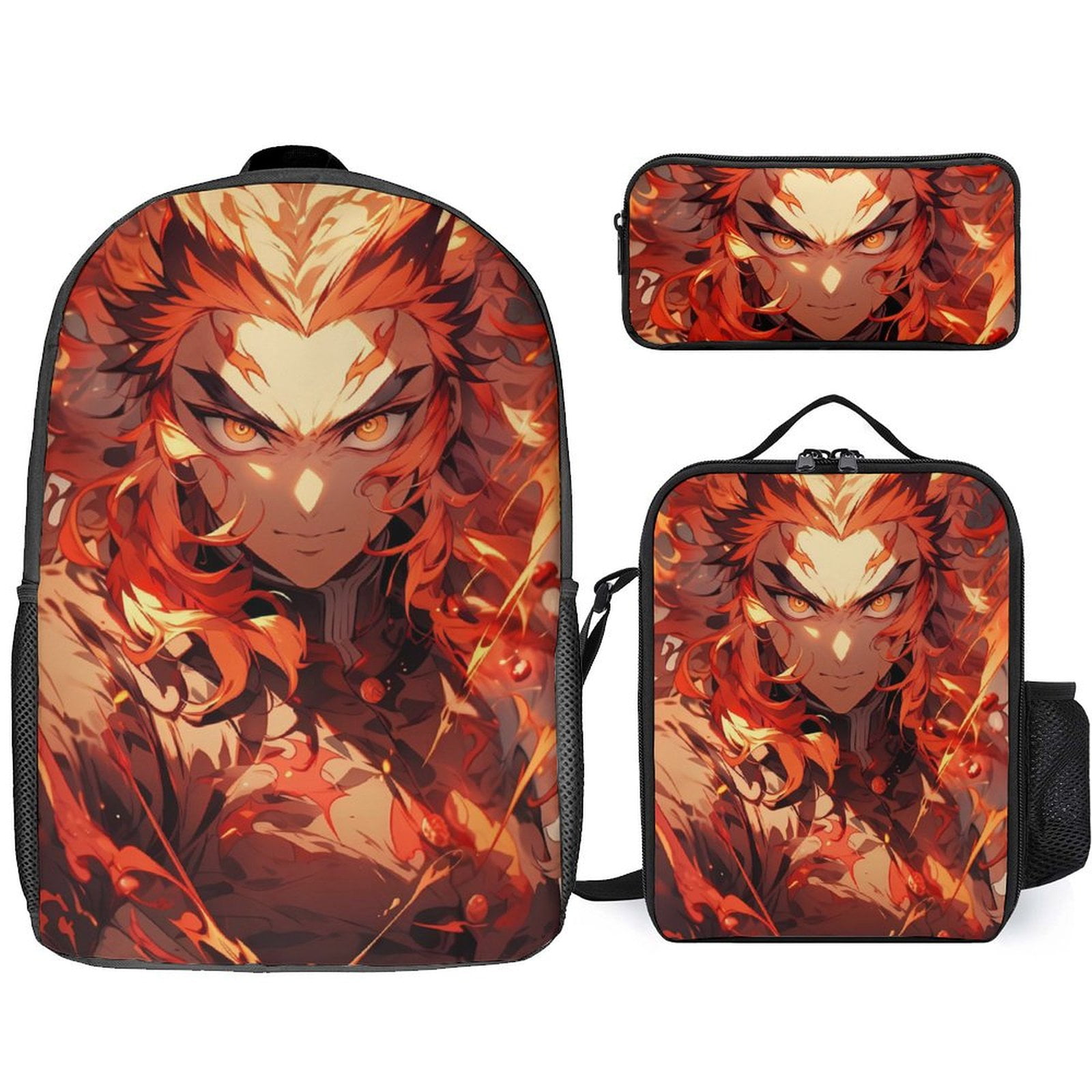 Demon Slayer Kyojuro Rengoku 3 Piece Backpack Set with Lunch Bag Pencil ...