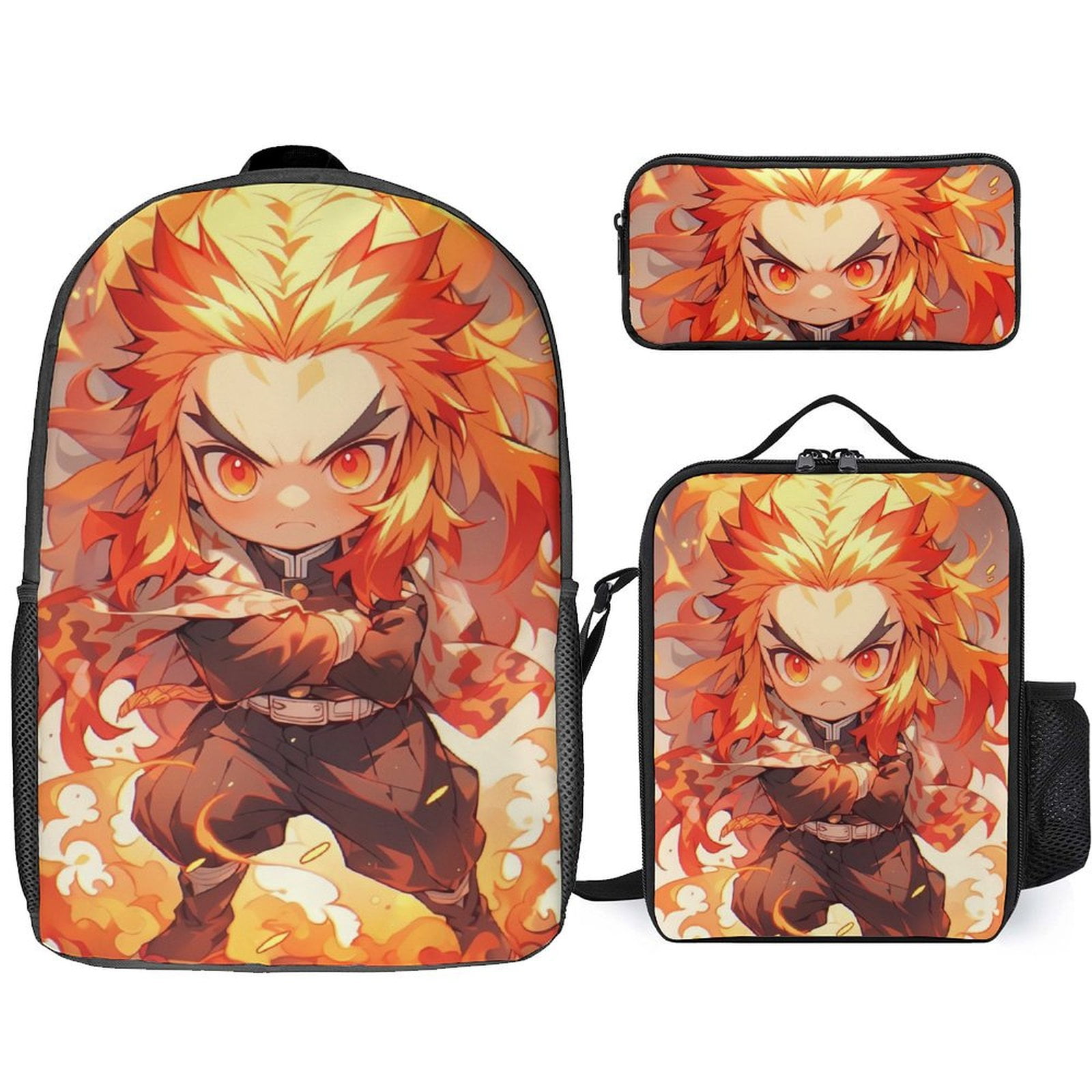 Demon Slayer Kyojuro Rengoku 3 Piece Backpack Set with Lunch Bag Pencil ...