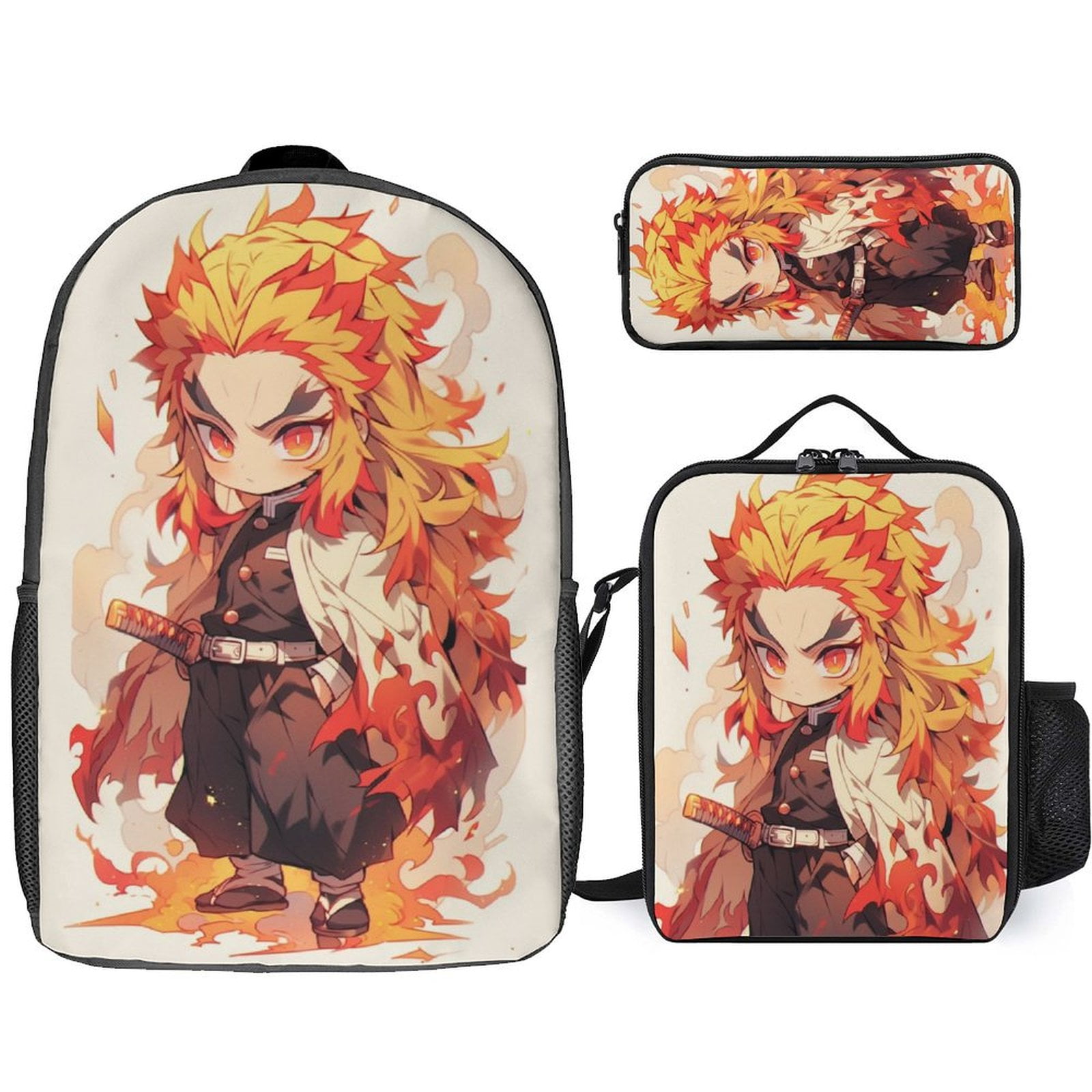 Demon Slayer Kyojuro Rengoku 3 Piece Backpack Set with Lunch Bag Pencil ...