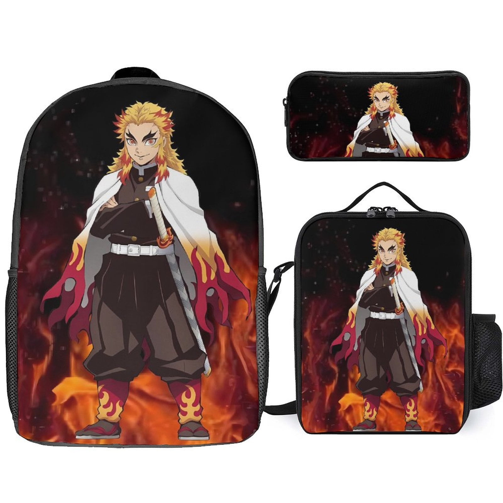 Demon Slayer Kyojuro Rengoku 3 Piece Backpack Set with Lunch Bag Pencil ...