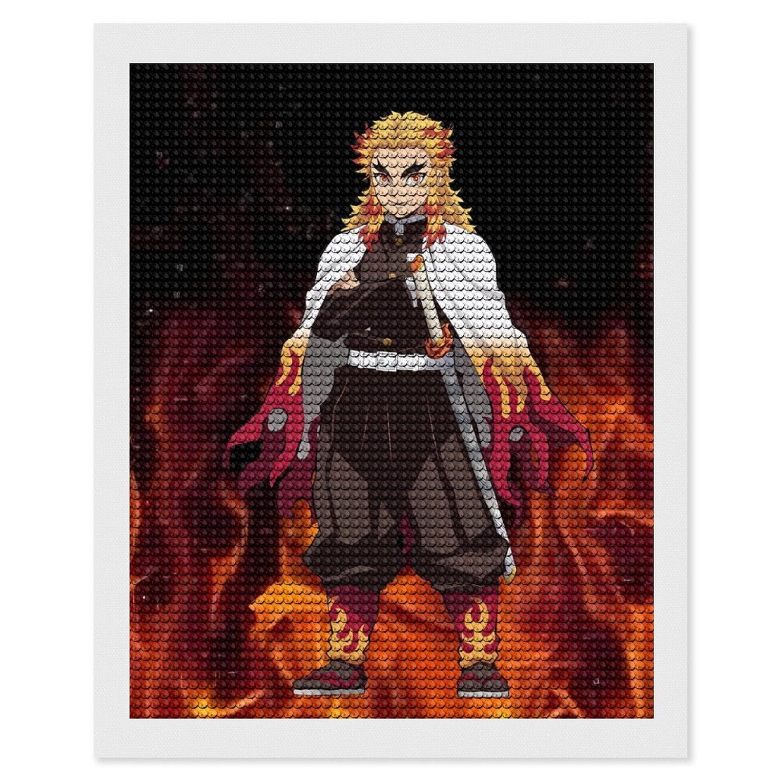 Demon Slayer Kyojuro Rengoku Diamond Art Kits for Adults 5D Diamond Art ...