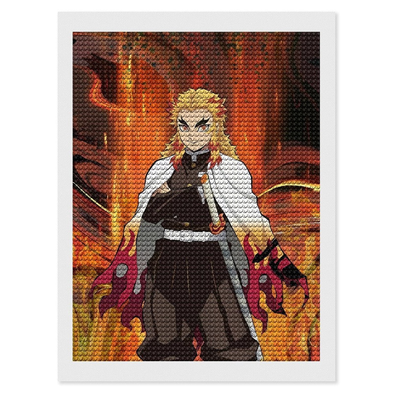 Demon Slayer Kyojuro Rengoku Diamond Art Kits for Adults 5D Diamond Art ...